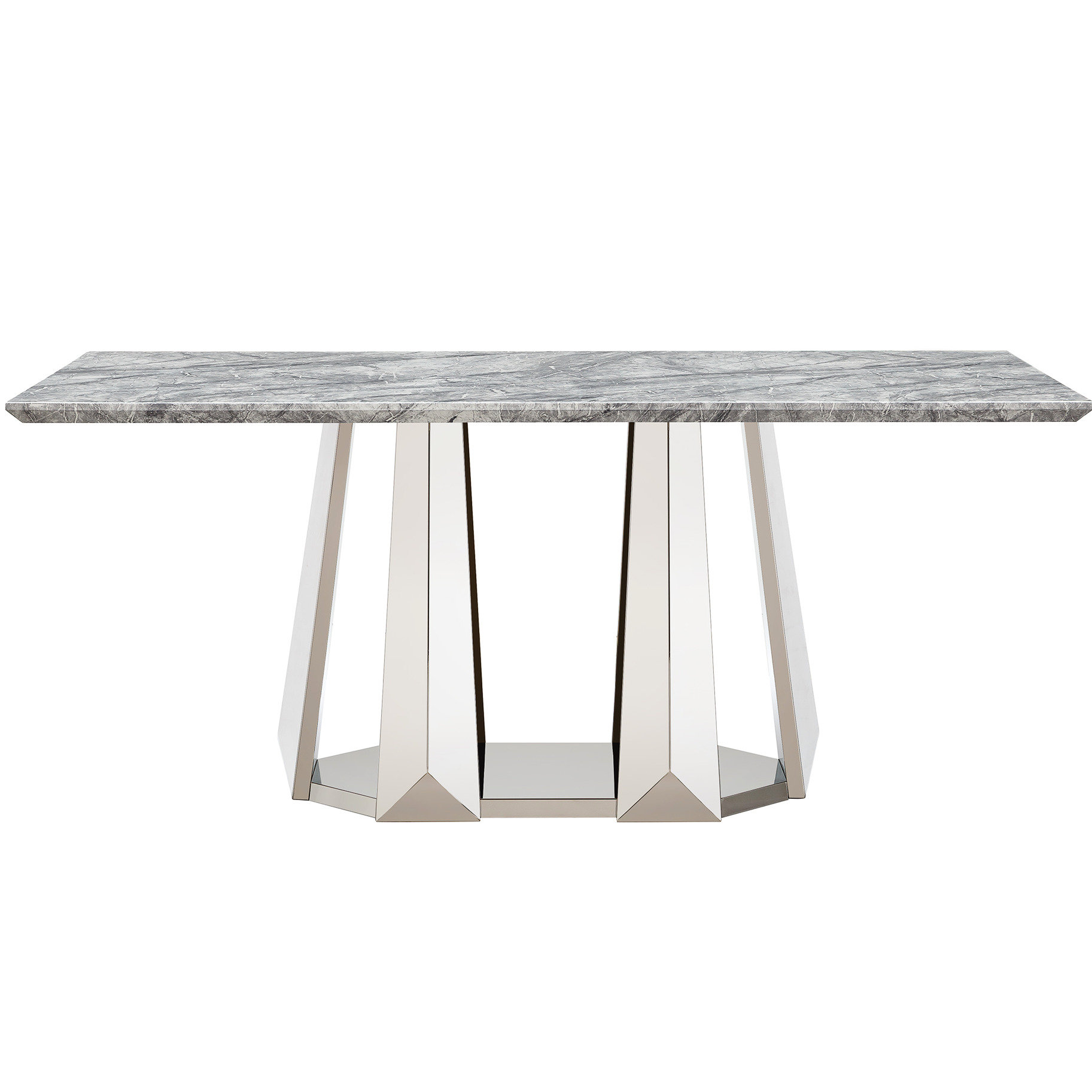 Wrought Studio™ 70" Marble Dining Table With Mirrored Finish Legs ...