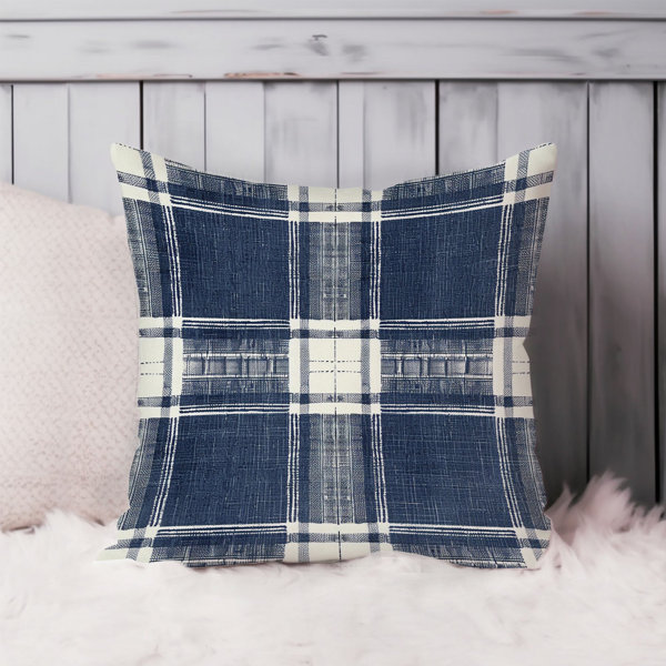 Gracie Oaks Abstract Navy Blue Plaid Pattern III Modern | Wayfair