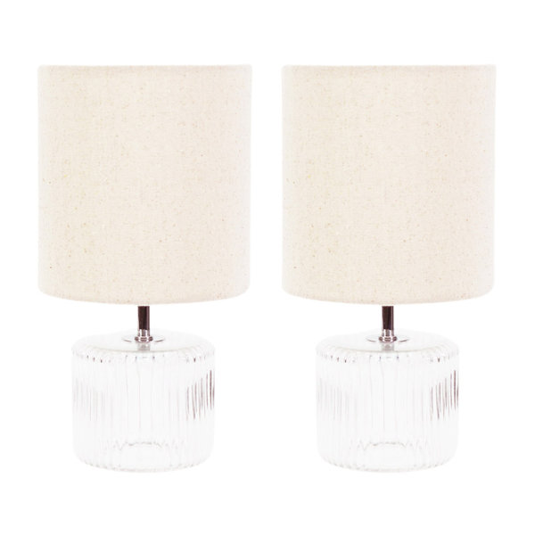 17 Stories Rokiatou Pair of Glass Table Lamps with Lamp Shades ...
