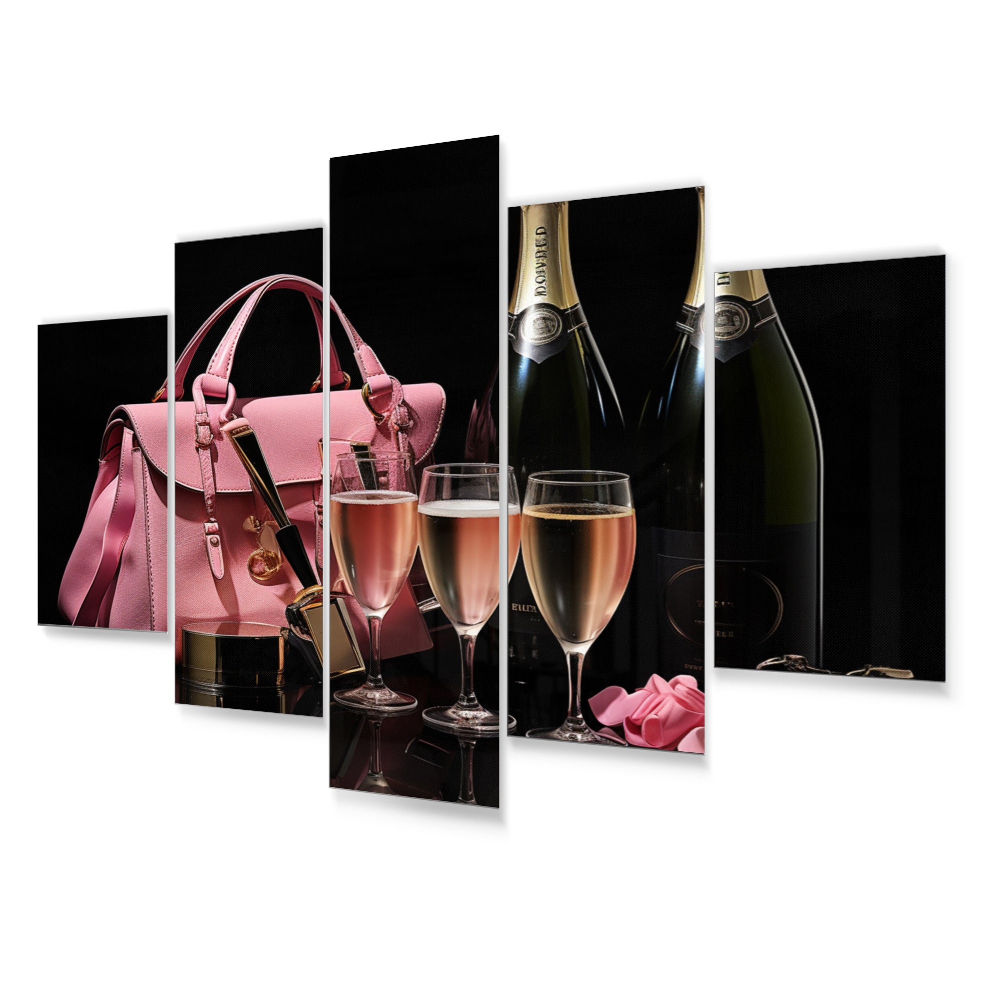 Mercer41 Pink Fashion Bag & Champagne II - Fashion Metal Wall Decor Set | Wayfair