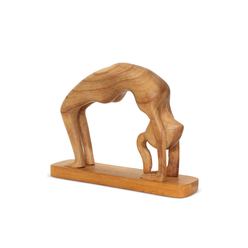 Orren Ellis 10" Wooden Handmade Mini Yoga Figurines, Yoga Pose Statue ...
