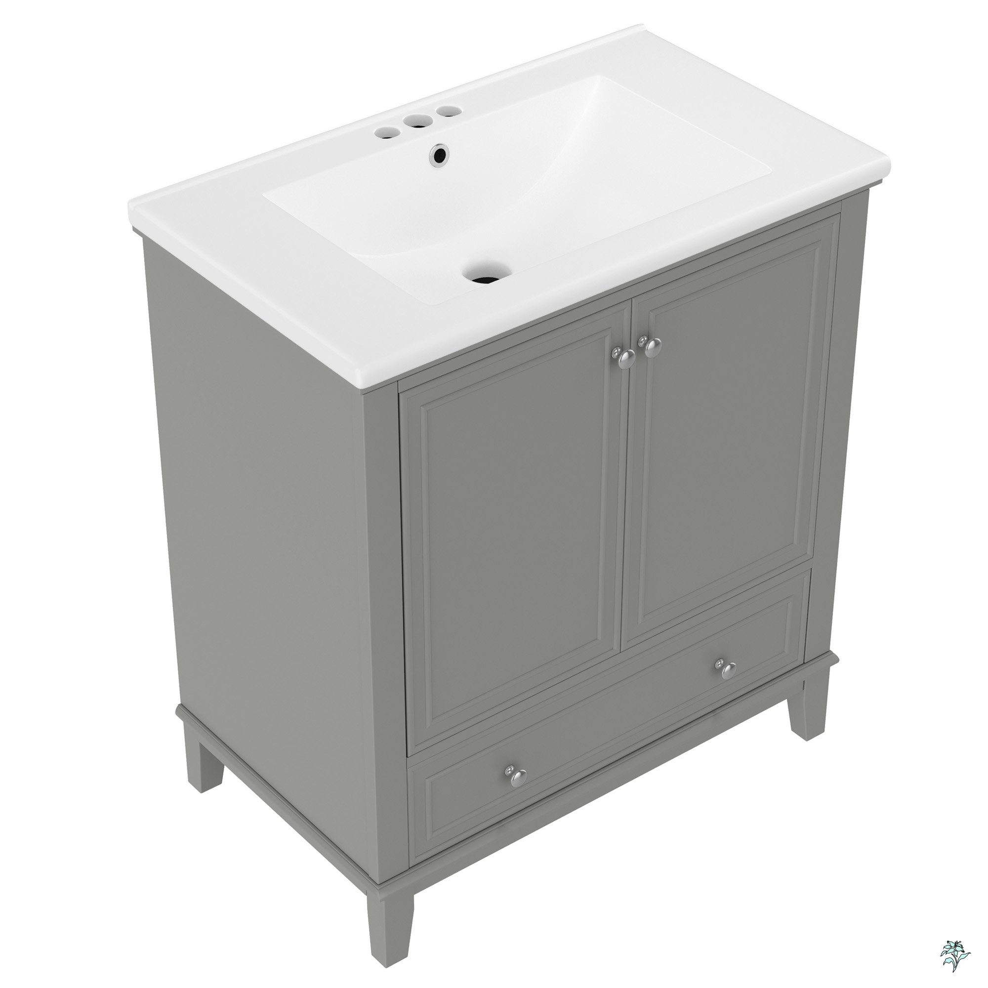 Charlton Home® 30" Bathroom Vanity With Sink Combo, Doors And Drawer ...