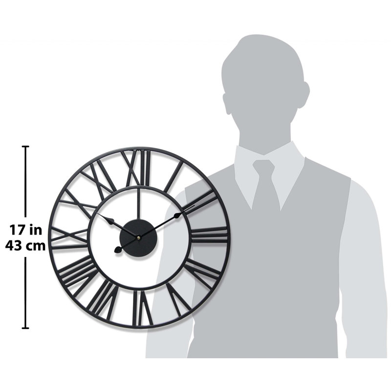 17 Stories Tower Round Metal Wall Clock 18 Inches - Black & Reviews ...