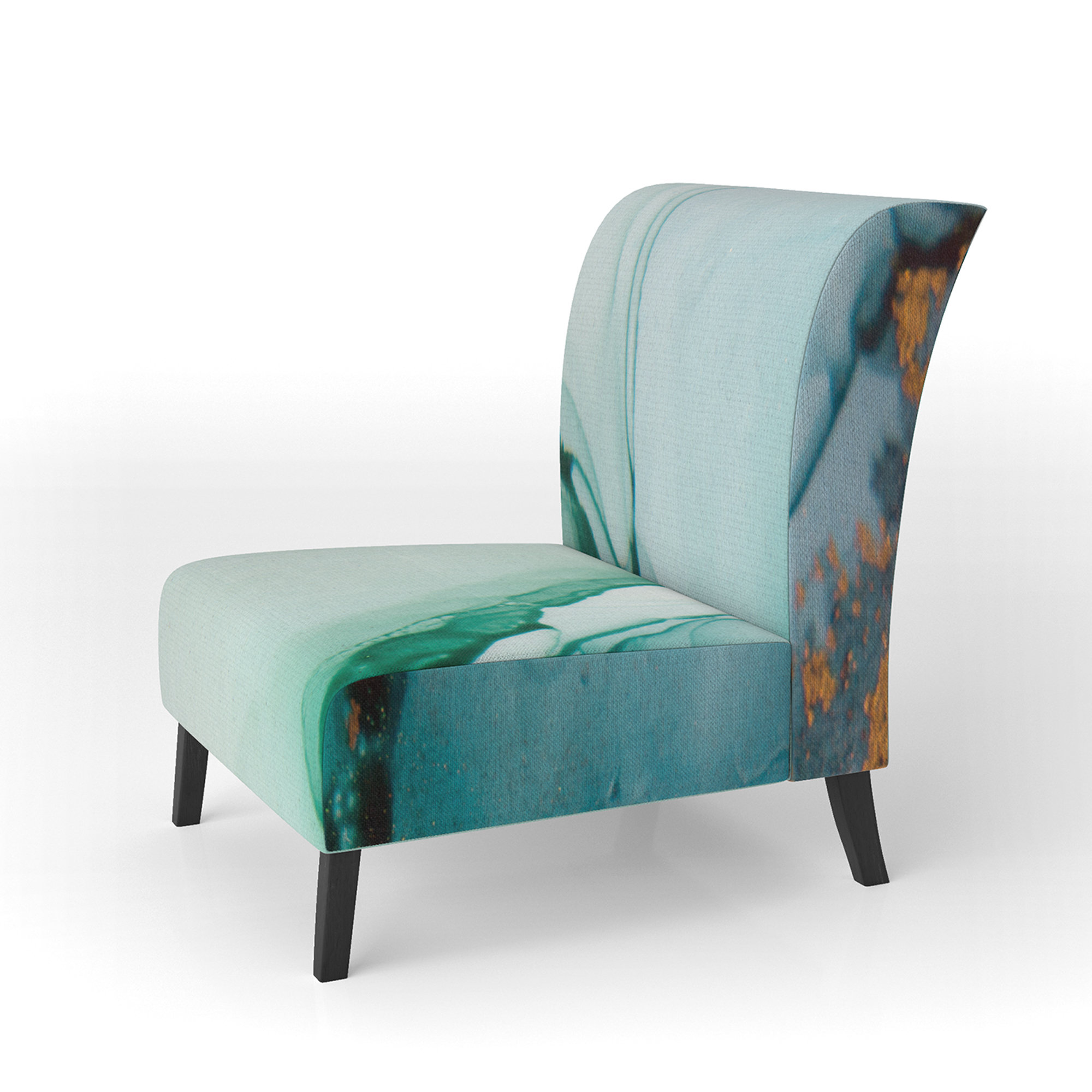 George Oliver 'Giliane - Turquoise And Green Marble Waves - Upholstered ...