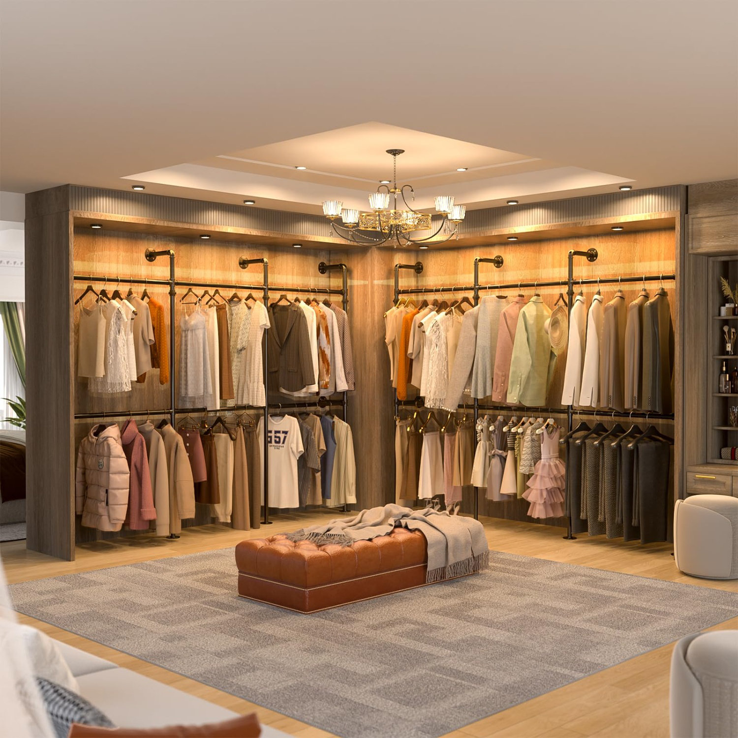 Williston Forge Industrial Pipe Clothing Rack, Reversible 9.85FT ...