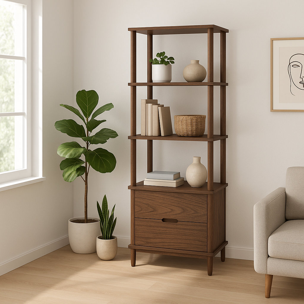 Millwood Pines Erykah Mid-Century Modern 4-Tier Etagere Open Selves ...