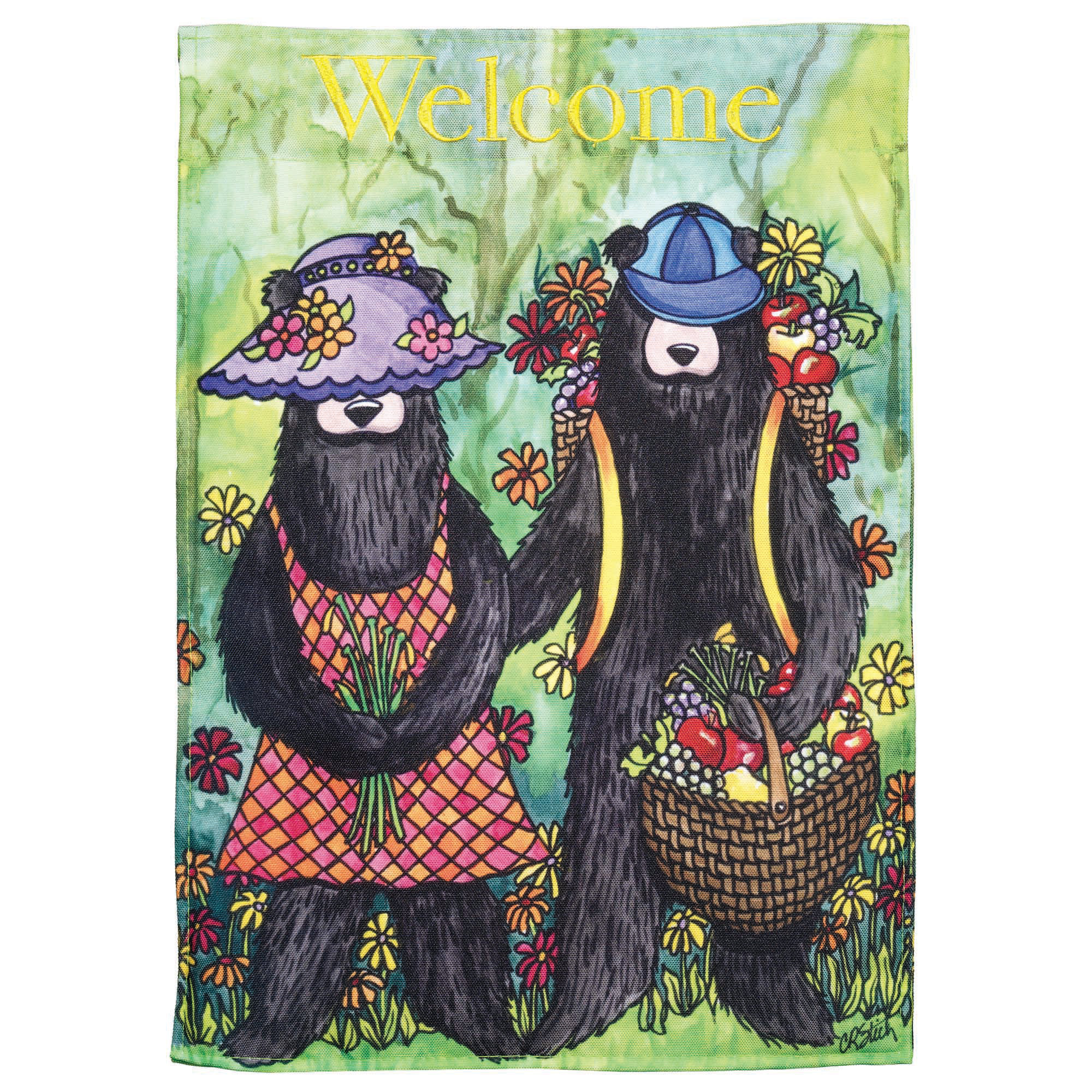 Redwood Rover Flag Double Applique Welcome Black Bear Print Large ...