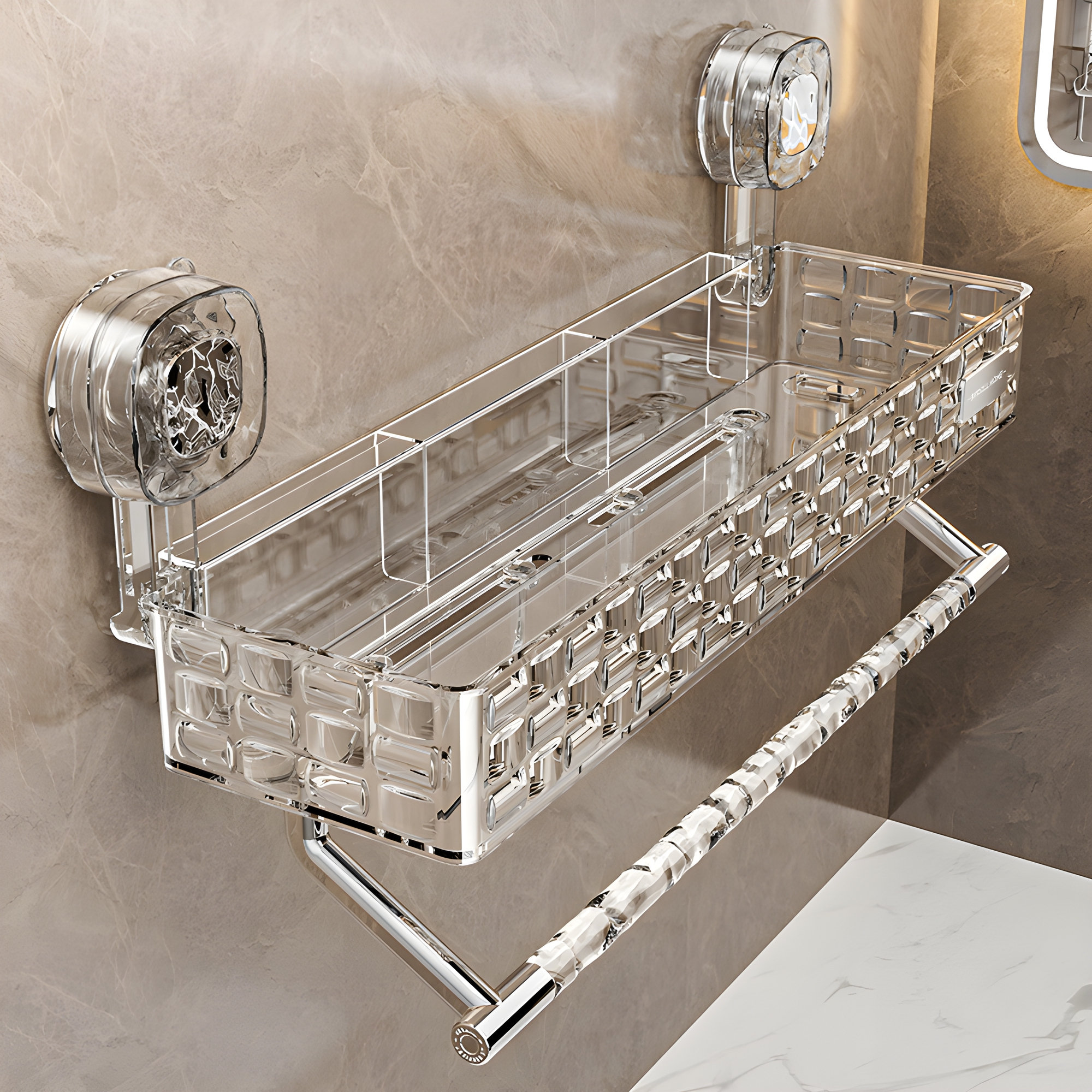 Corrigan Studio Non Perforated Suction Cup Storage Rack, Bathroom Wall ...