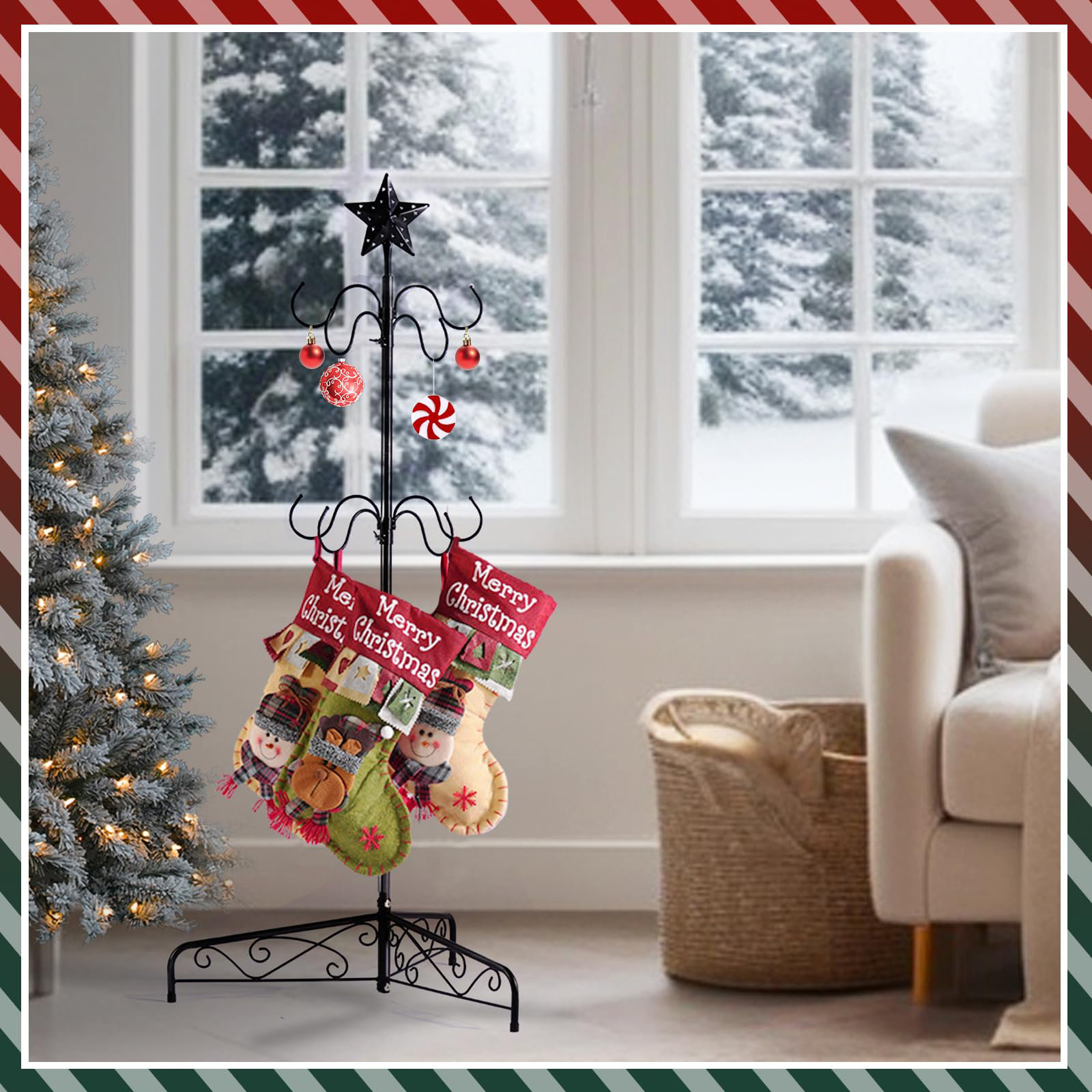 VOMGEB1 70-Inch Christmas Stocking Holder Stand with 8 Hooks | Wayfair