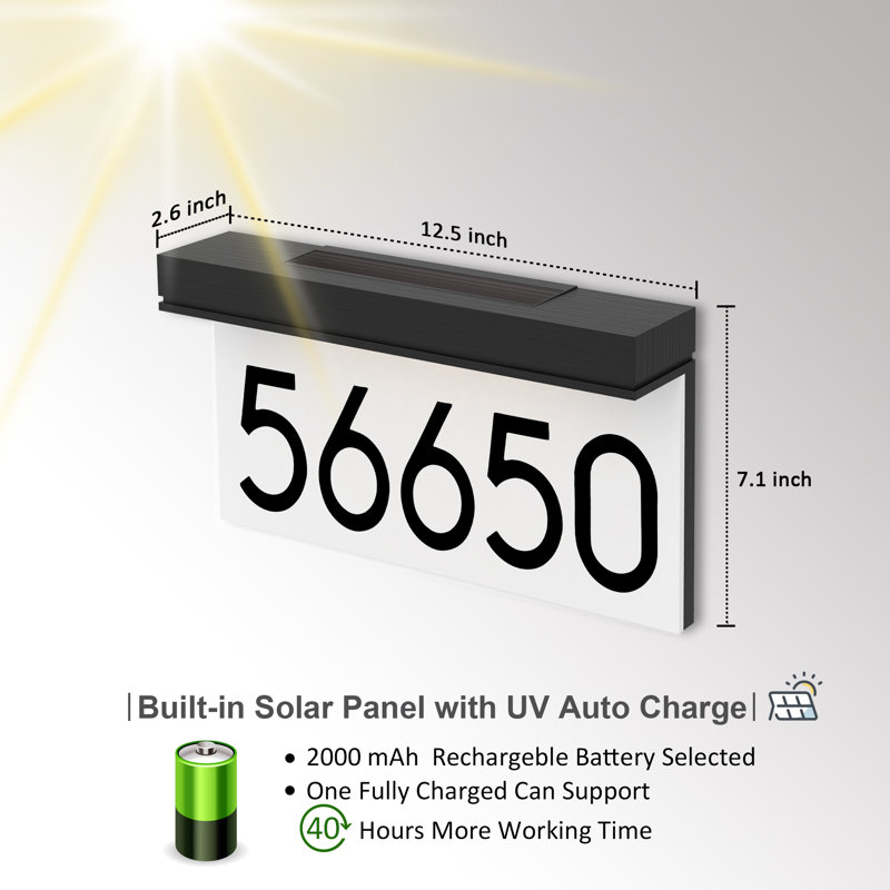 MOXKING 1-Line Solar Wall Address Plaque Frame & Reviews | Wayfair