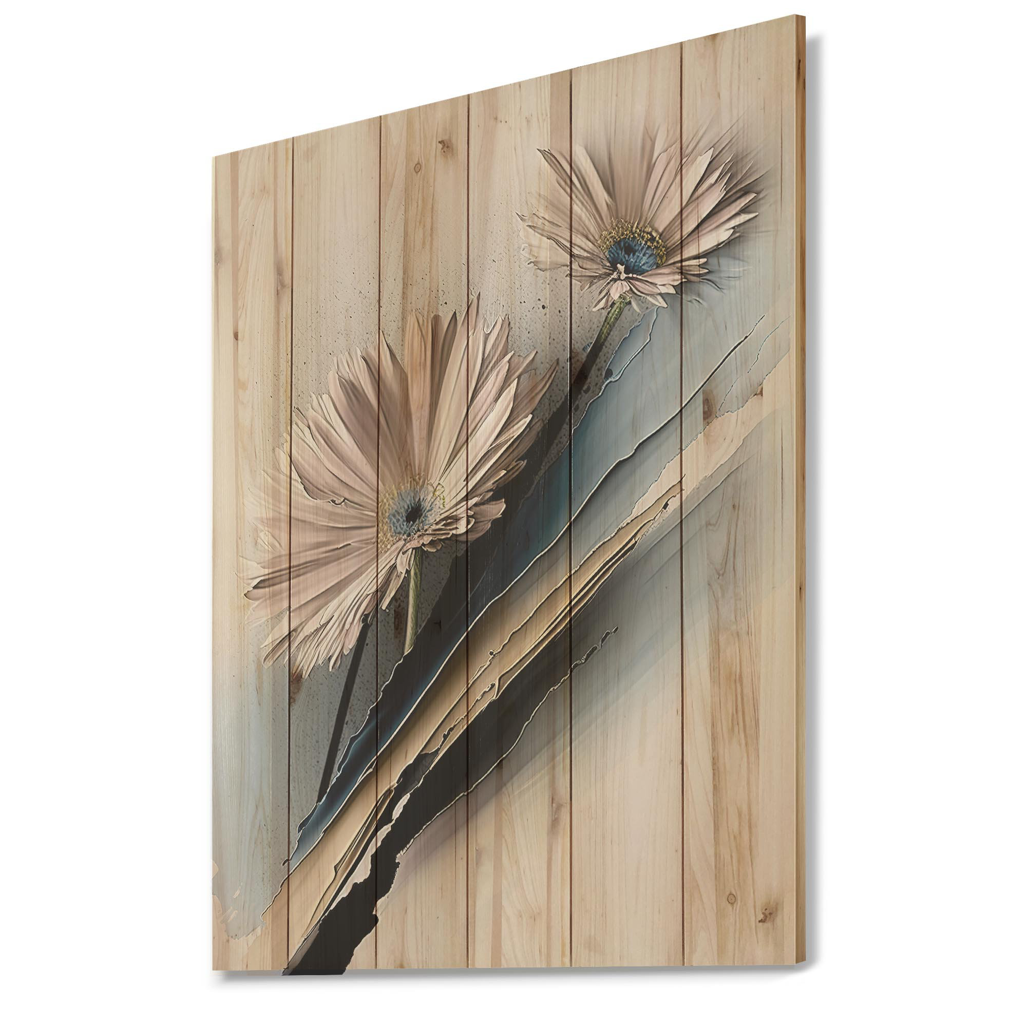 Lark Manor™ Ambrin Beige Gerbera Flowers - Print | Wayfair