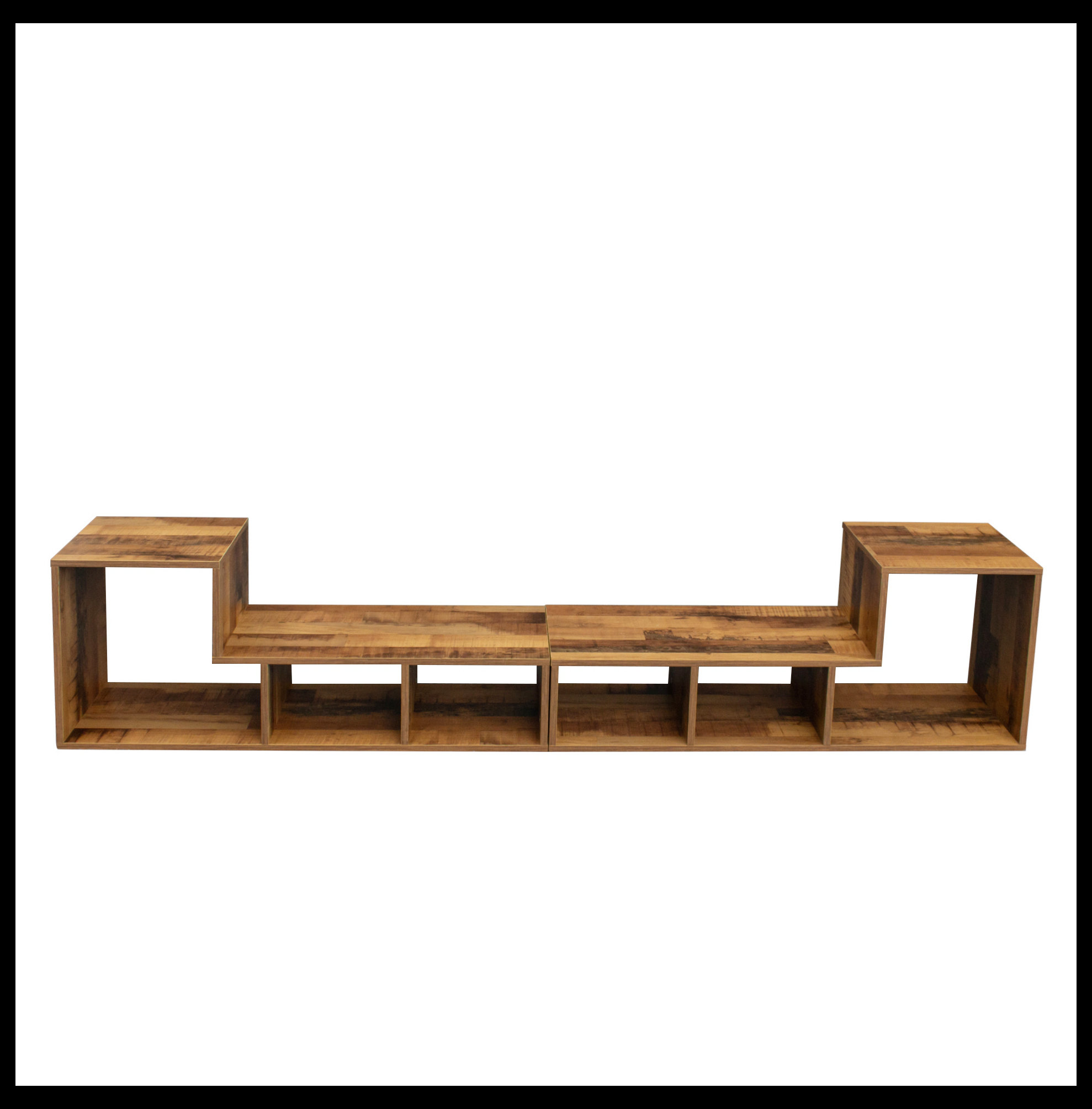 Millwood Pines Double L-Shaped Oak TV Stand,Display Shelf ,Bookcase for ...