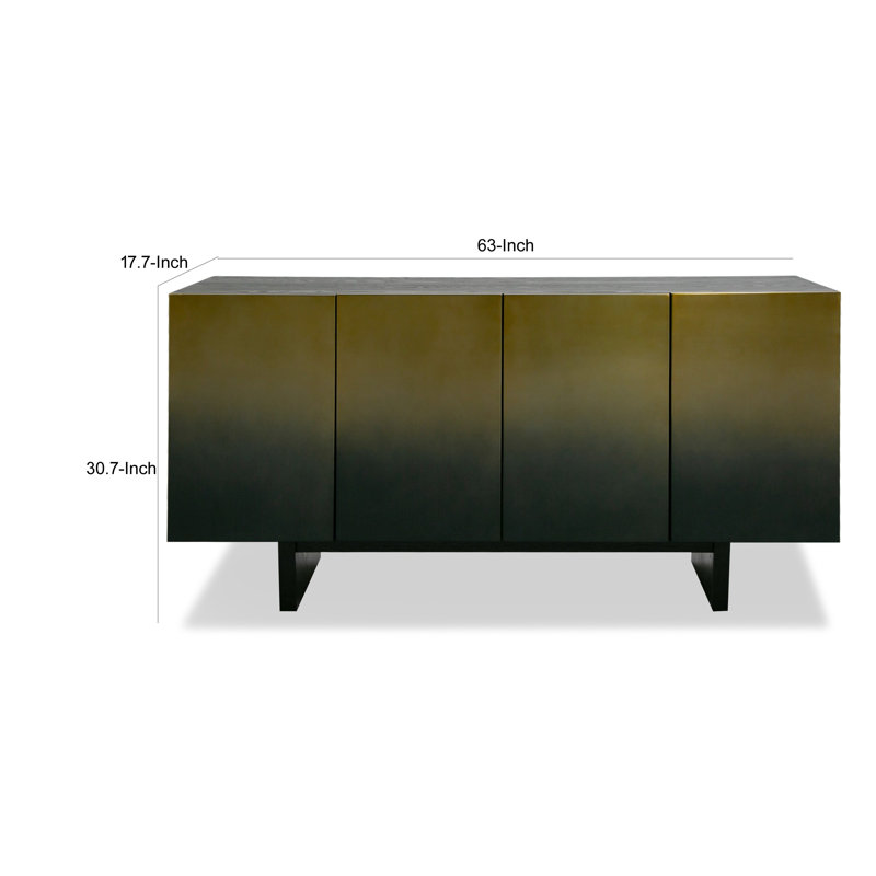 Benjara Cid Vito 63 Inch Sideboard Buffet, 4 Cabinets, Doors, Black Ash ...