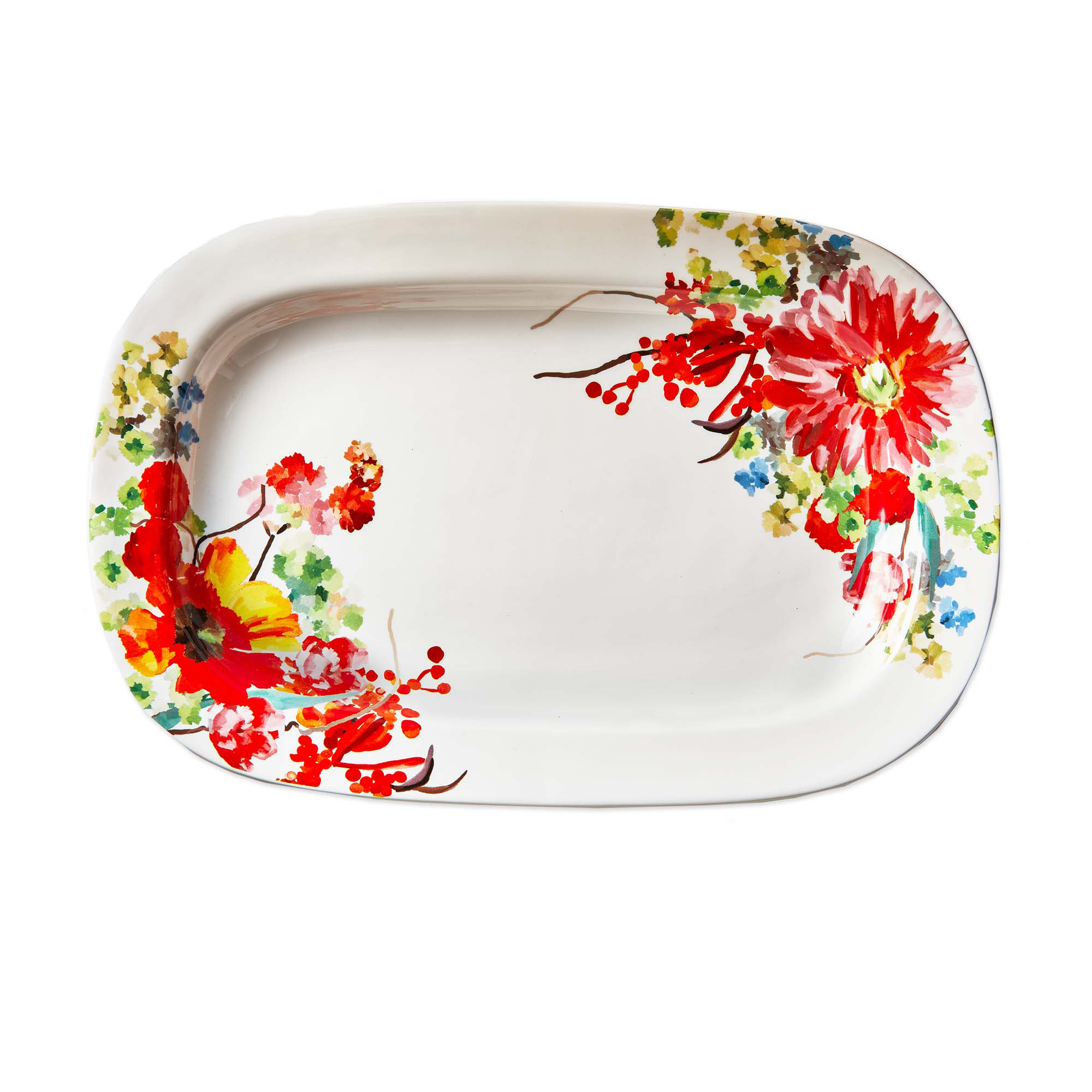 Red Barrel Studio® Spring Floral Rectangular Platter | Wayfair