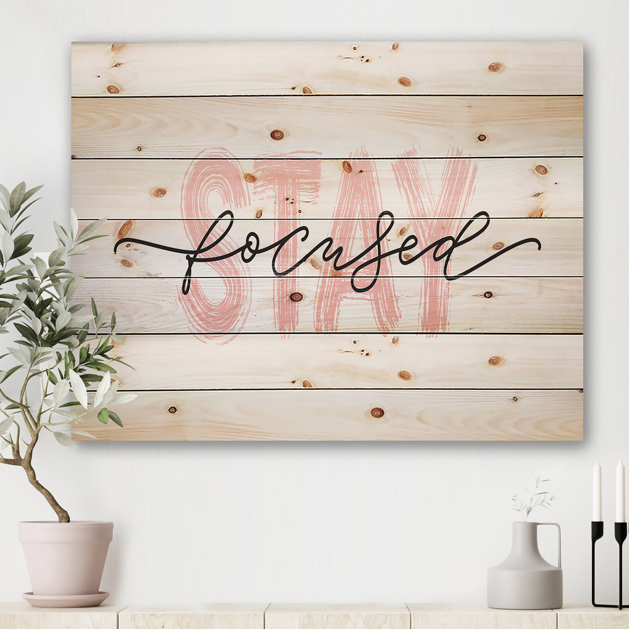 East Urban Home Stay Focused In Pink And Black Quote - Modern Print On ...