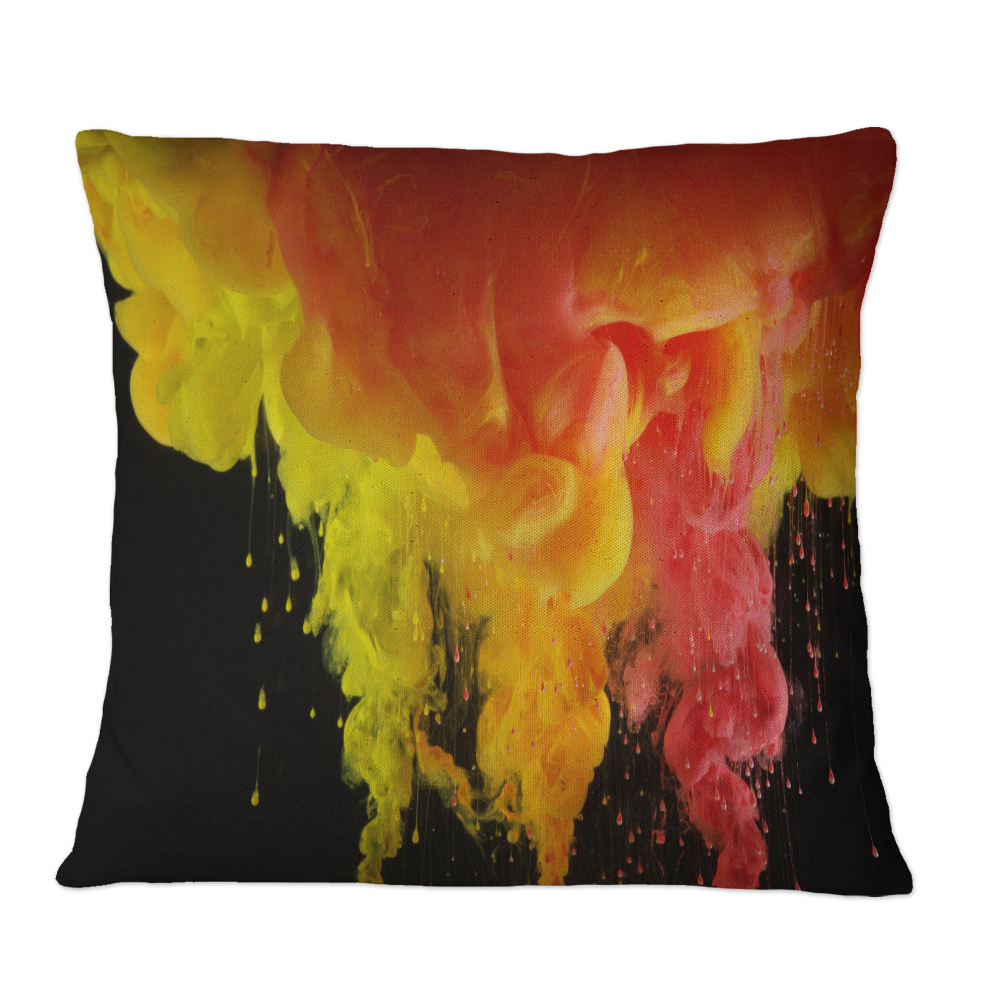 Design Art Red And Yellow And Liquid Ink Art - Modern Printed Throw ...