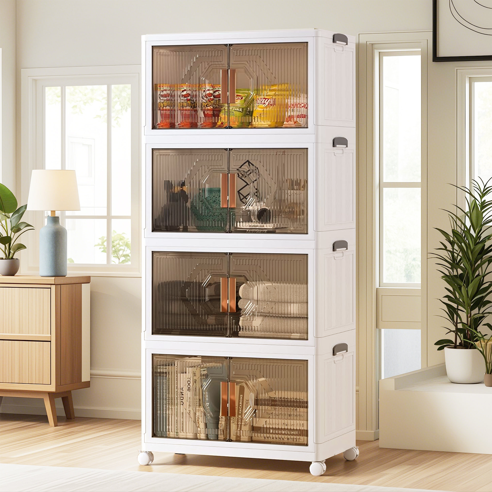 Rebrilliant Canas Vecelo 4 Pack Stackable Storage Bins Folding ...