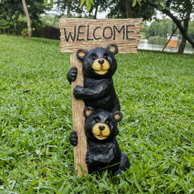 Hi-Line Gift Ltd. Stacking Bears with Welcome Sign for Garden or Home ...