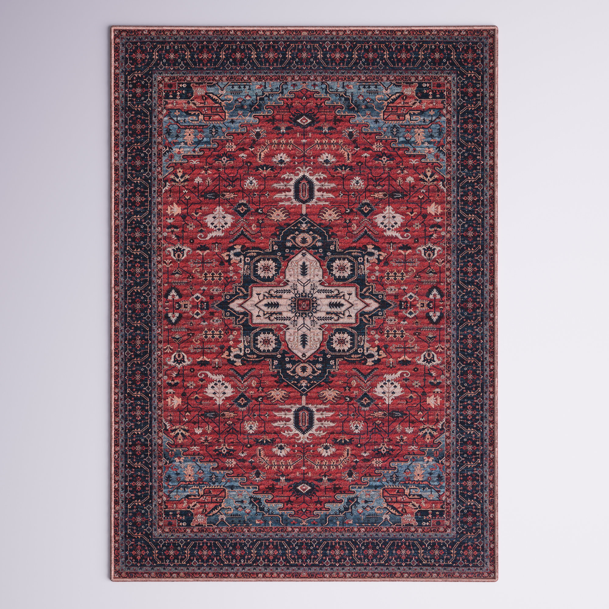 Mistana™ Chenier Oriental Red/Navy Area Rug & Reviews | Wayfair
