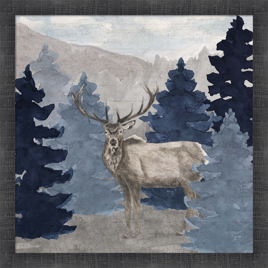 Loon Peak® Blue Cliff Mountains Scene III-Elk By Tara Reed, Framed Wall ...