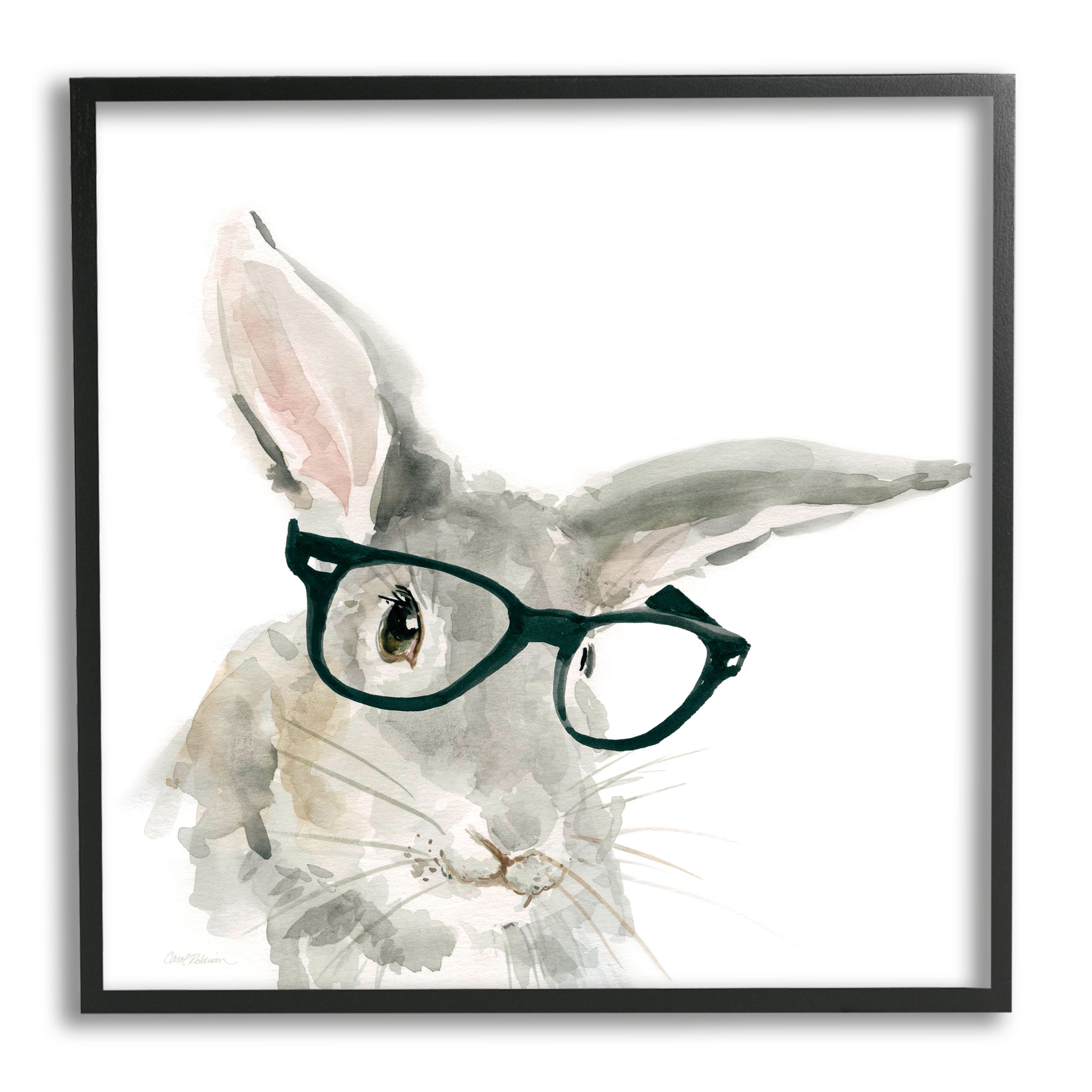 Stupell Industries Adorable Rabbit Black Frame Glasses Hipster Bunny XL ...