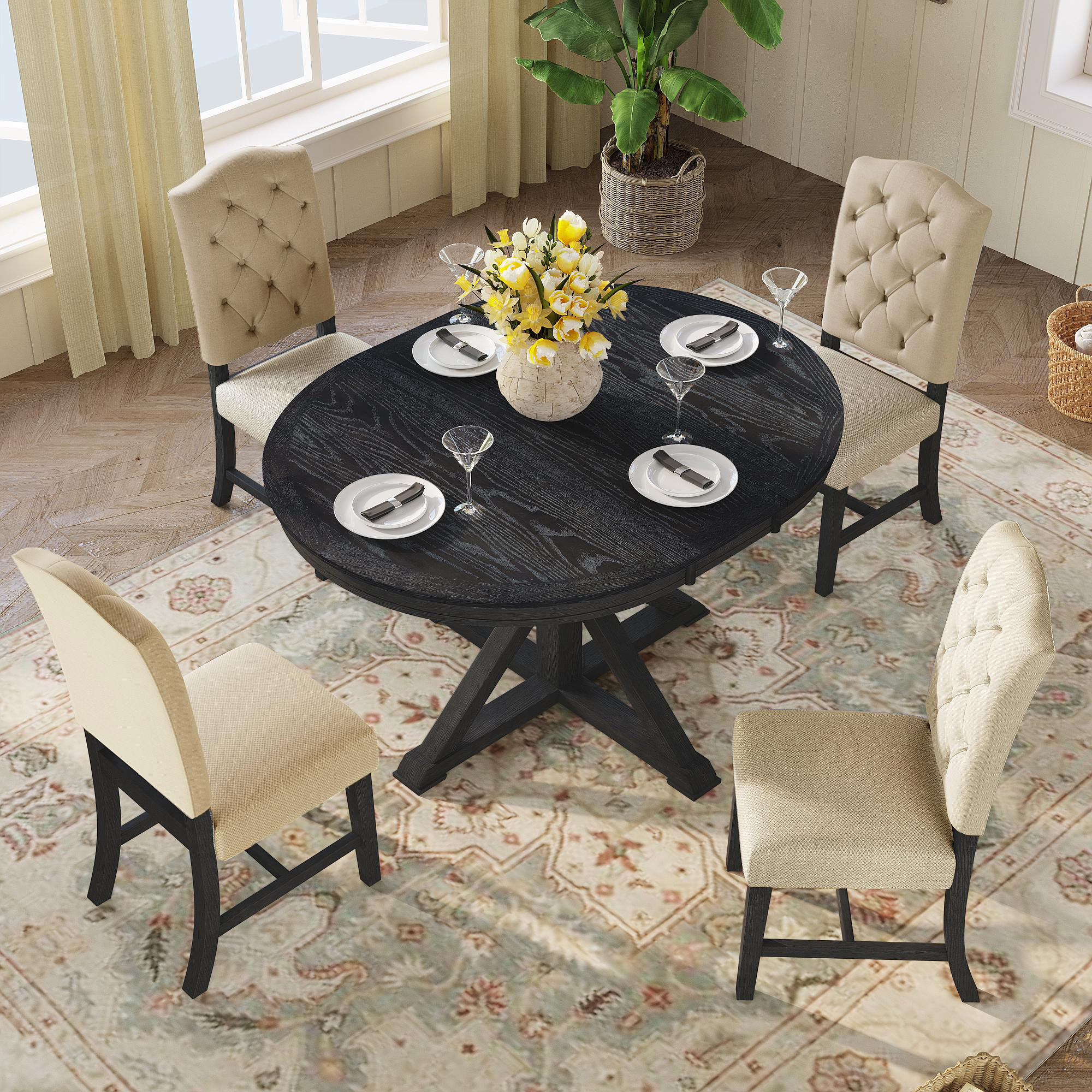 August Grove® Functional Furniture Retro Style Dining Table Set With ...