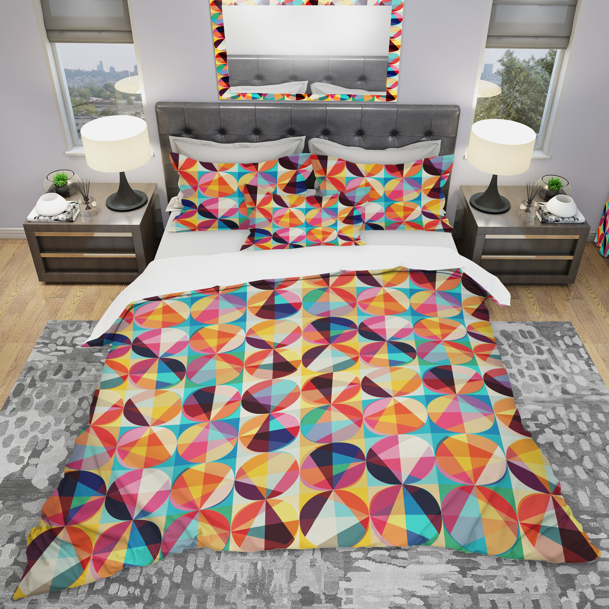Design Art Geometric Pattern of Circles & Triangles - Vintage Geometric ...