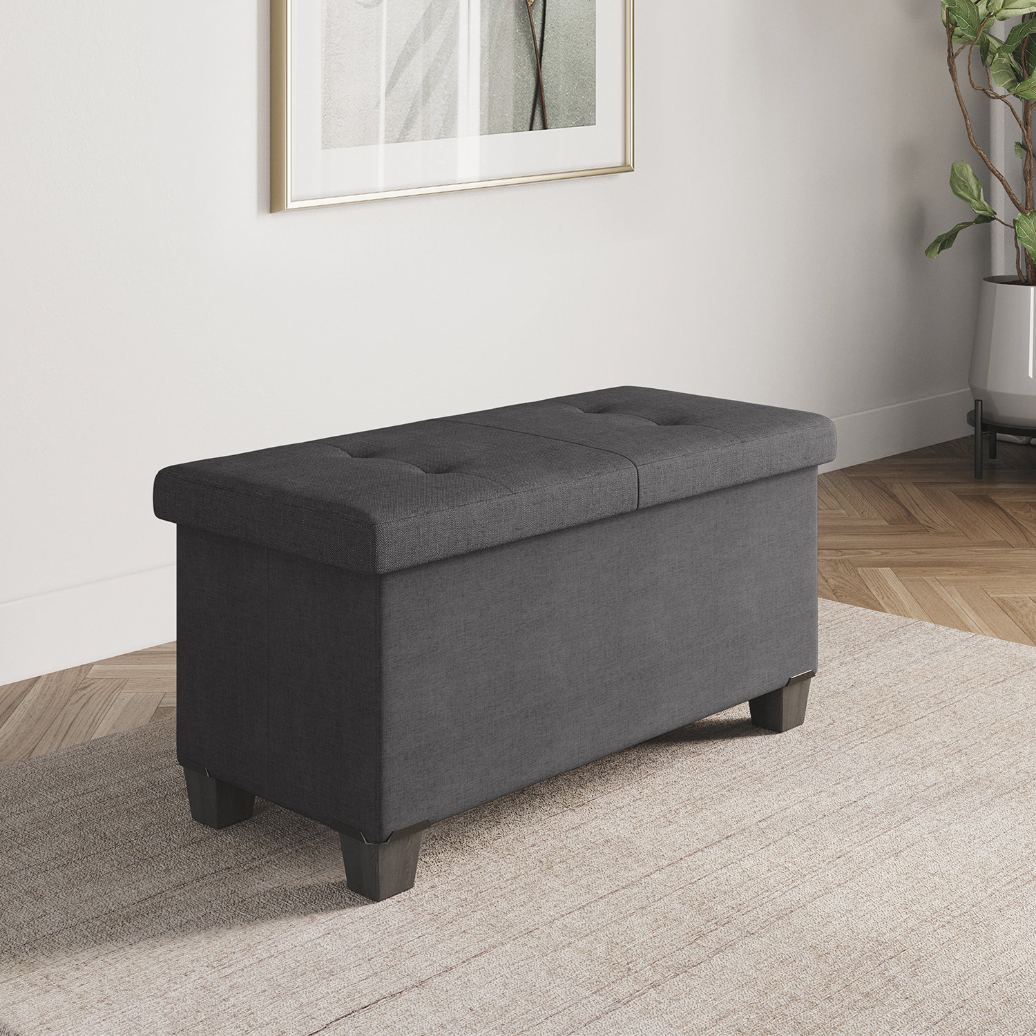 Ebern Designs Macklen 30" Wide Tufted Rectangle Storage Ottoman ...