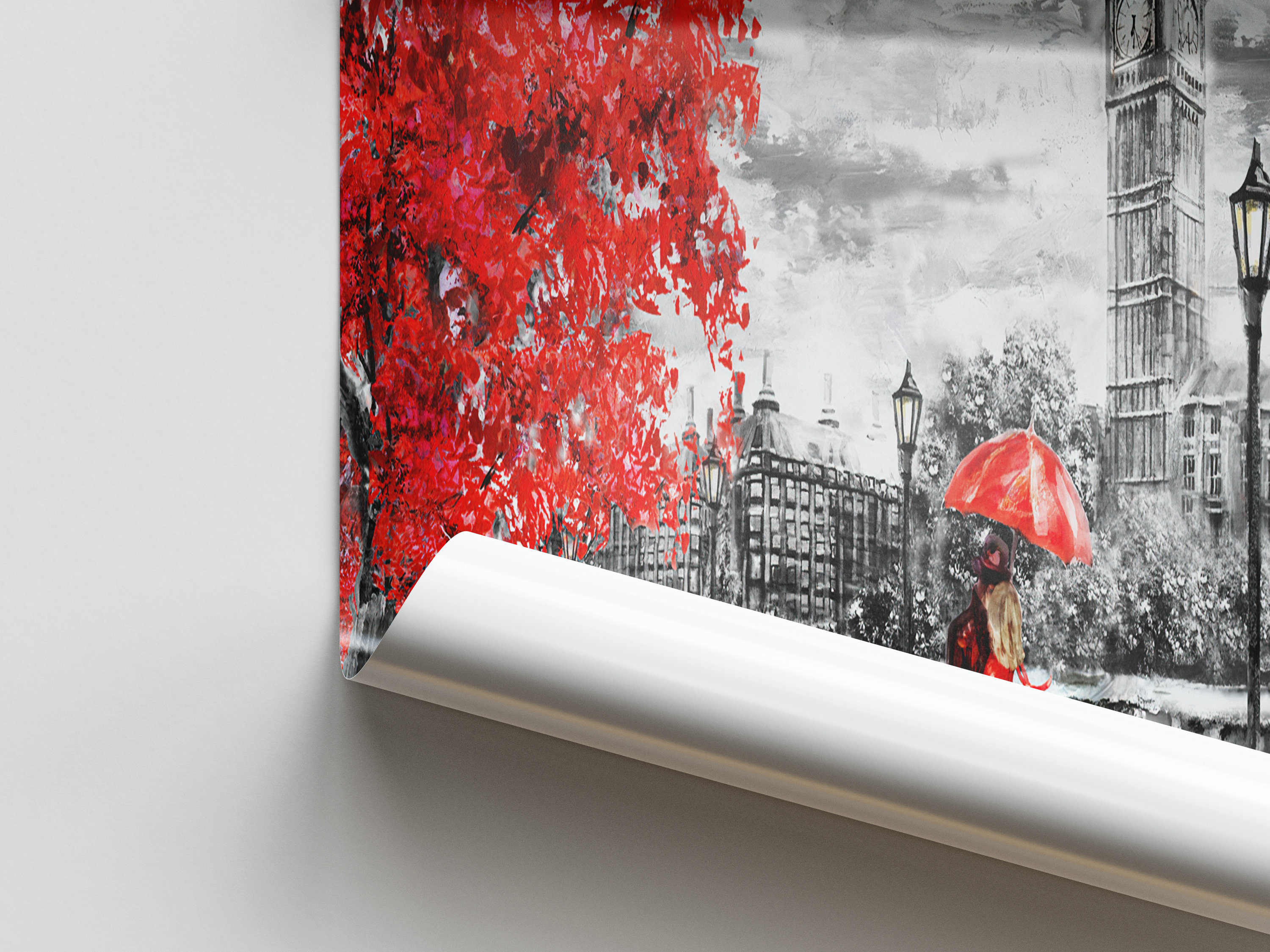 Lark Manor™ Modern Art Canvas, London Art, Umbrella Canvas Art, Red ...