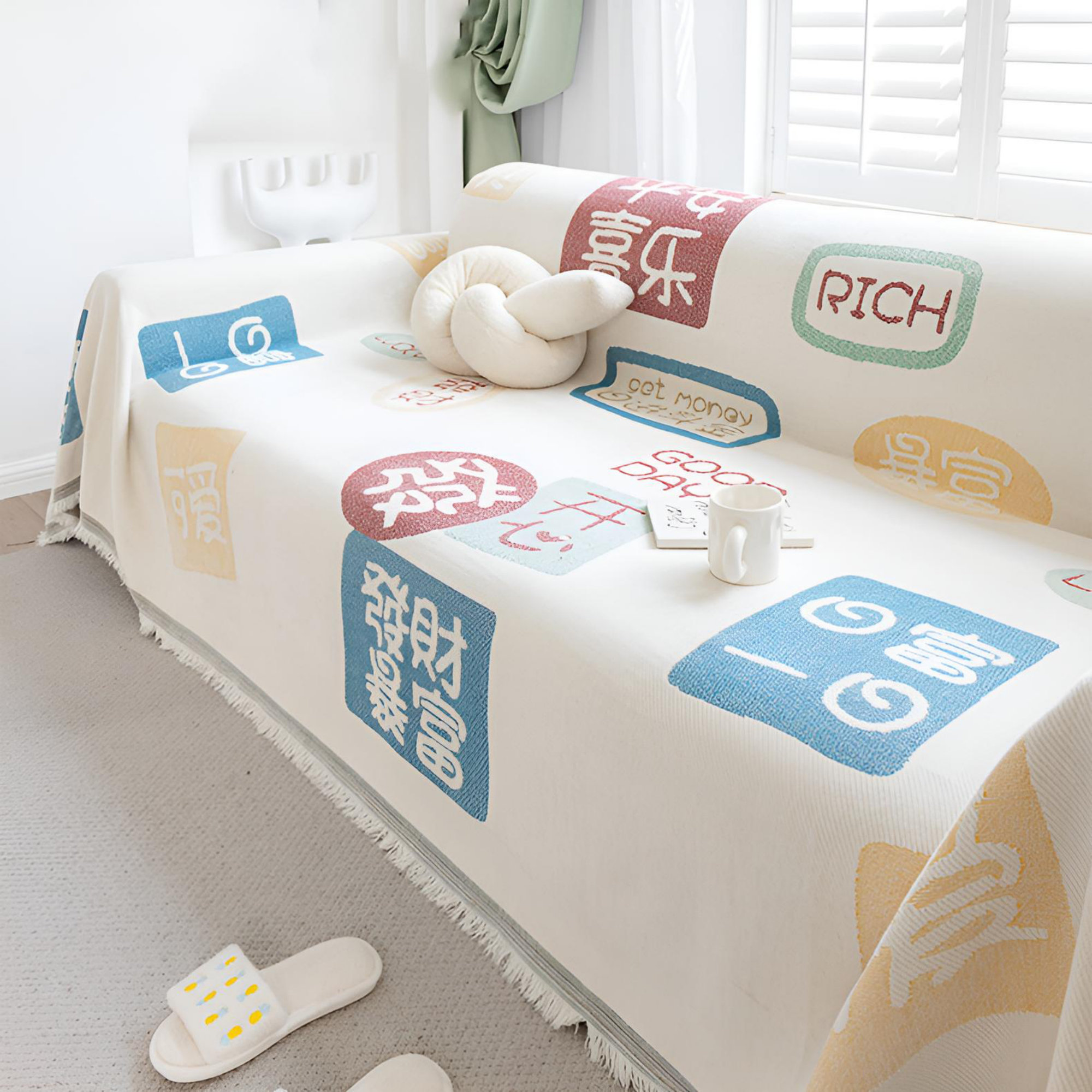 JINXI Simple Chenier Four Seasons Sofa Towel Skin Friendly Sand ...