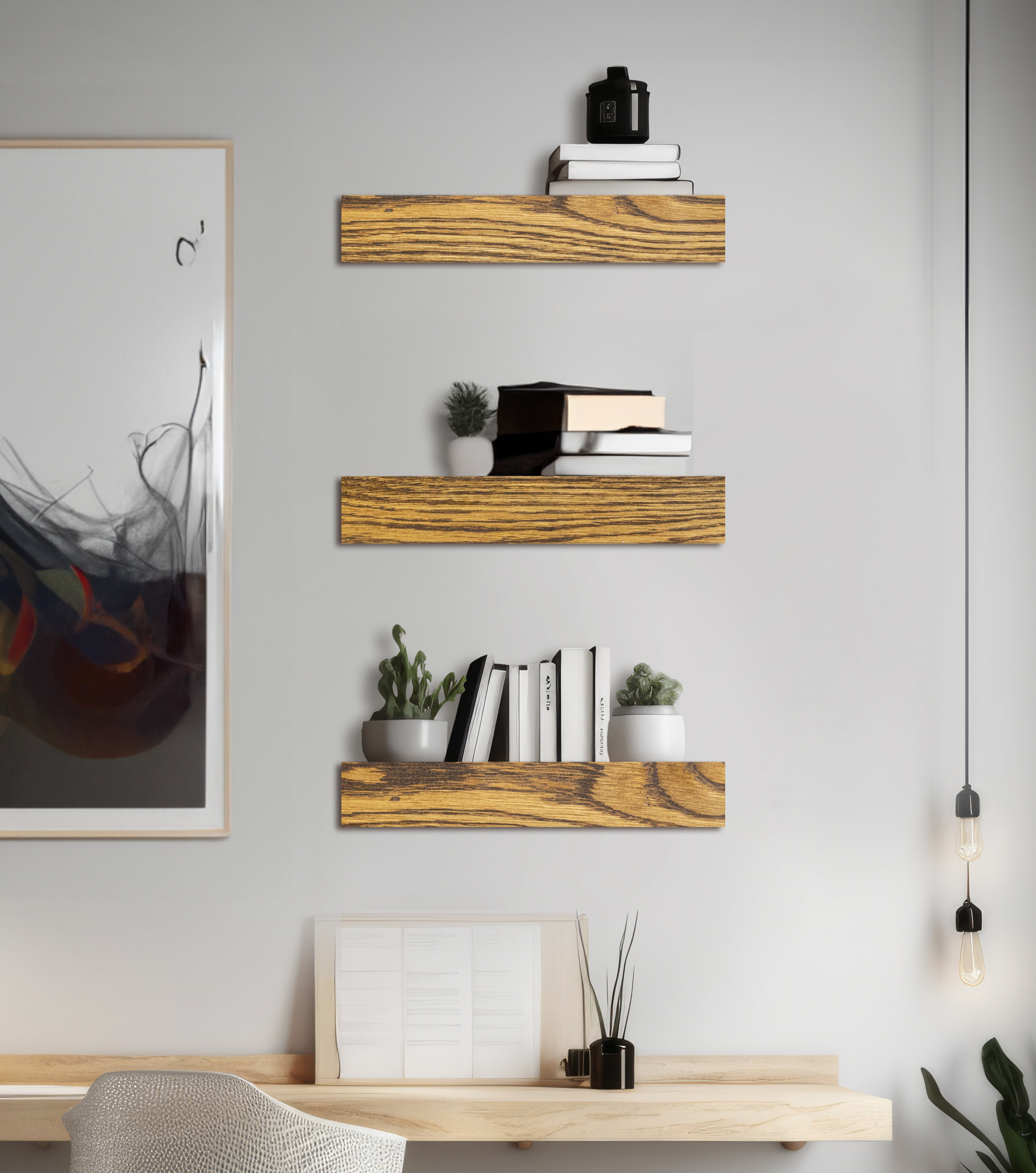 Rayne Mirrors Emerald Lee 3 Piece Oak Floating Shelf | Wayfair