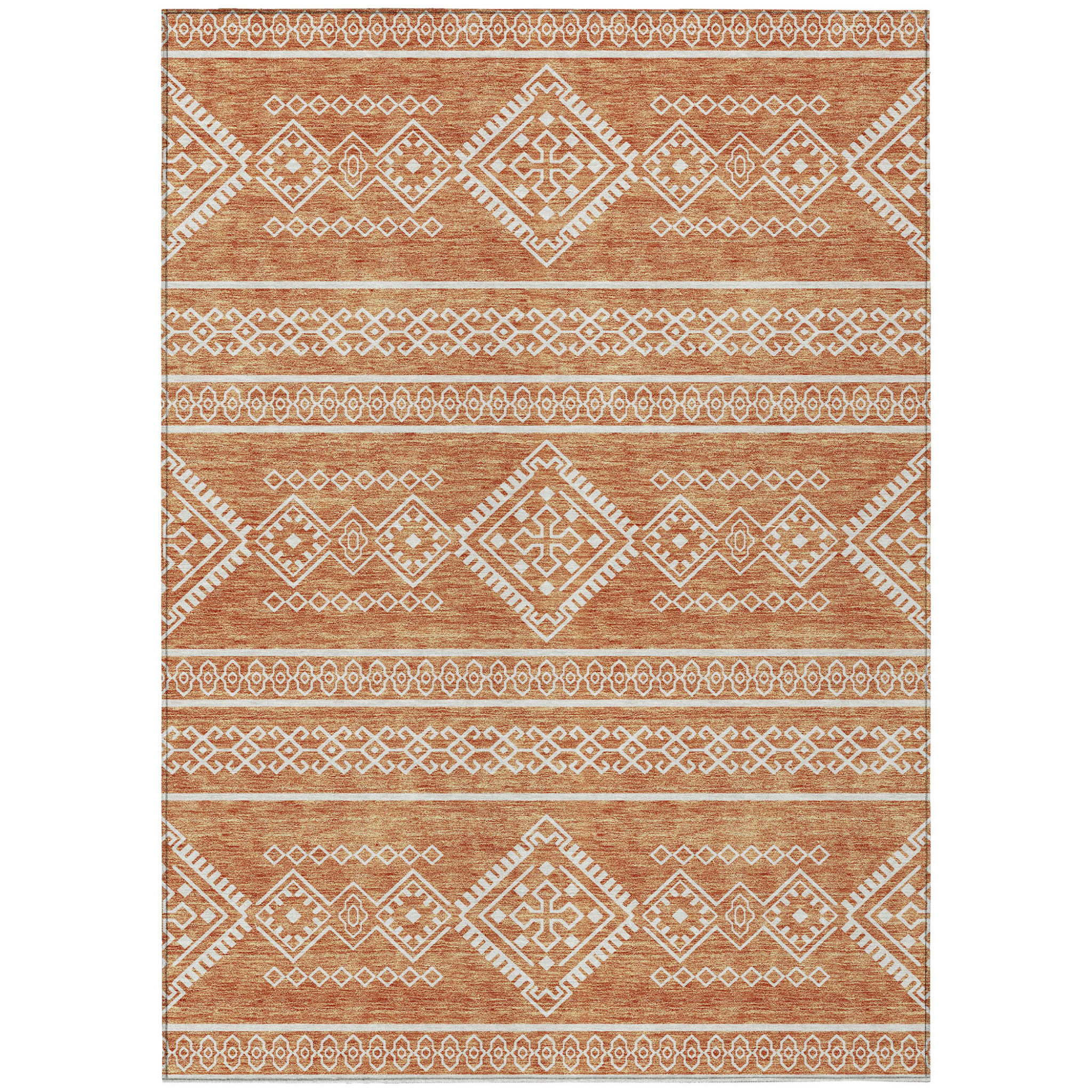 HomeRoots 8' X 10' Copper And Ivory Southwestern Washable Indoor ...