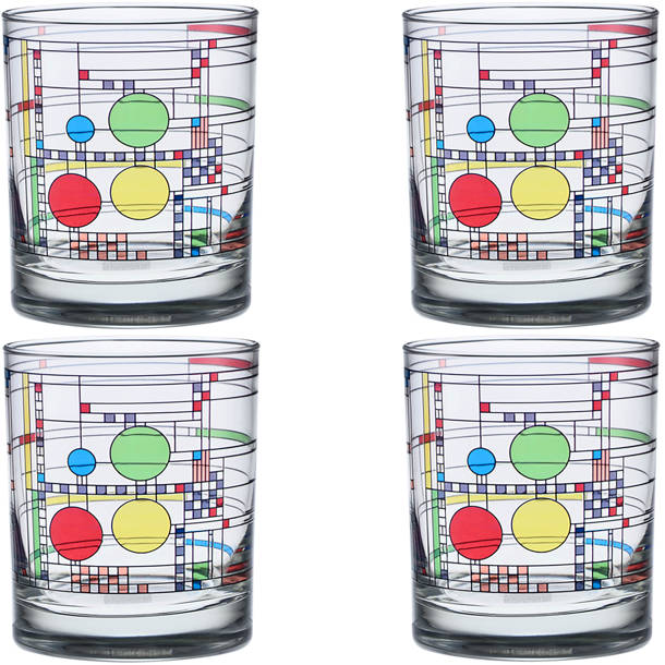 Frank Lloyd Wright 4 - Piece 14oz. Glass Whiskey Glass Glassware Set ...