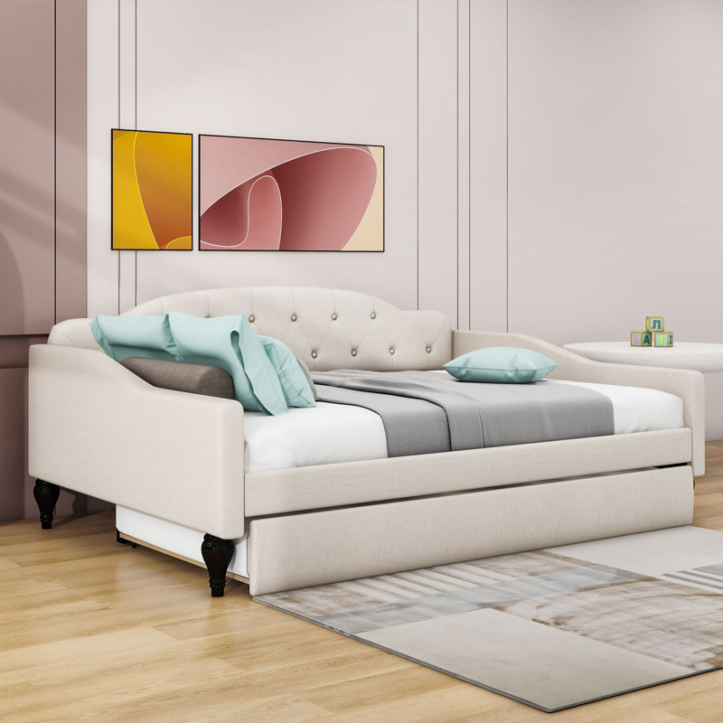 Alcott Hill® Chanai Full Size Upholstered Tufted Daybed with Twin Size ...