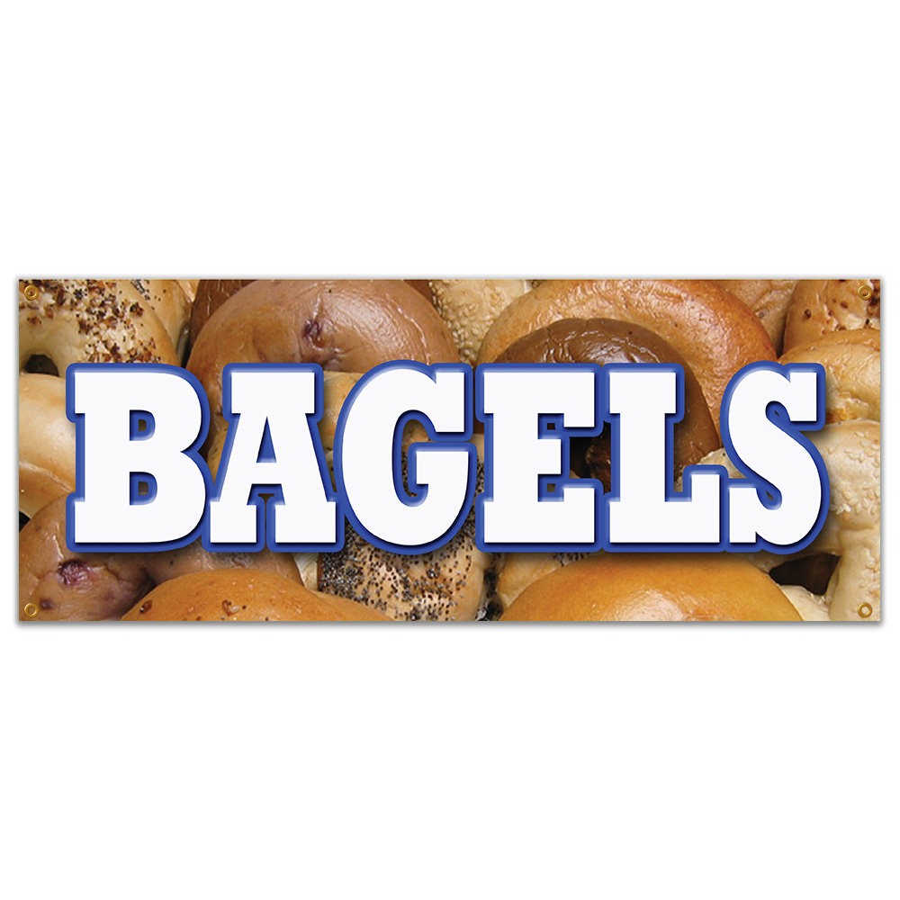 SignMission BAGELS BANNER SIGN Fresh Hot Bagel Shop Deli Signs Made ...