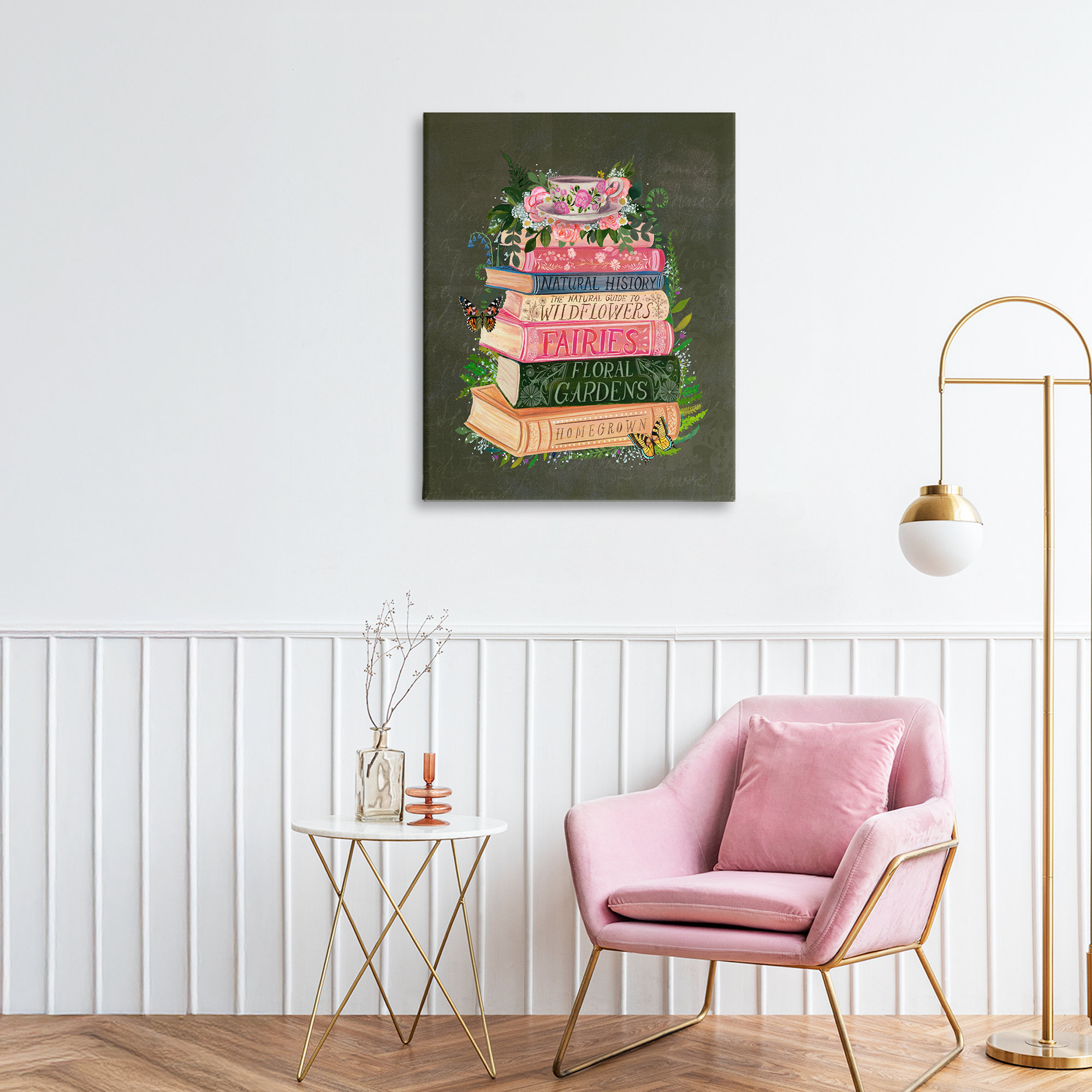 Ophelia & Co. Floral Fairy Book Stack Canvas, design by Glad You're ...