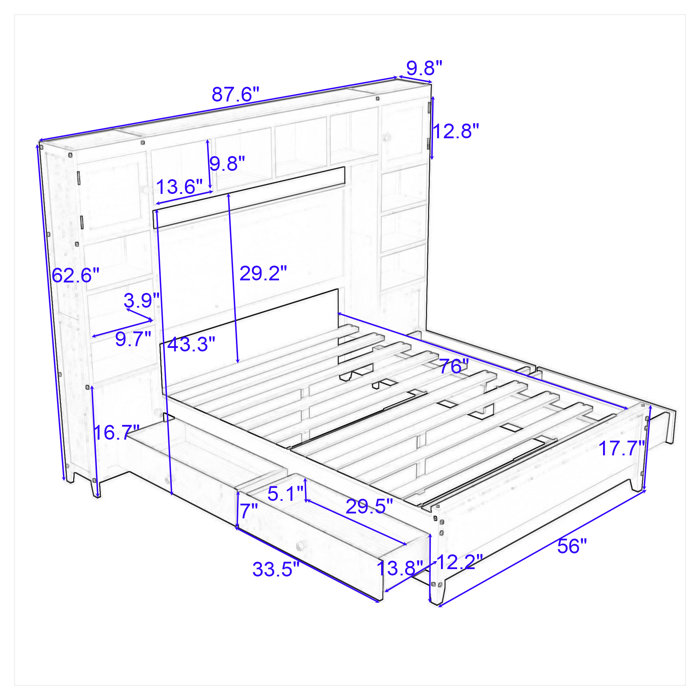 Red Barrel Studio® Full Size Wood Platform Bed With 4 Drawers ...
