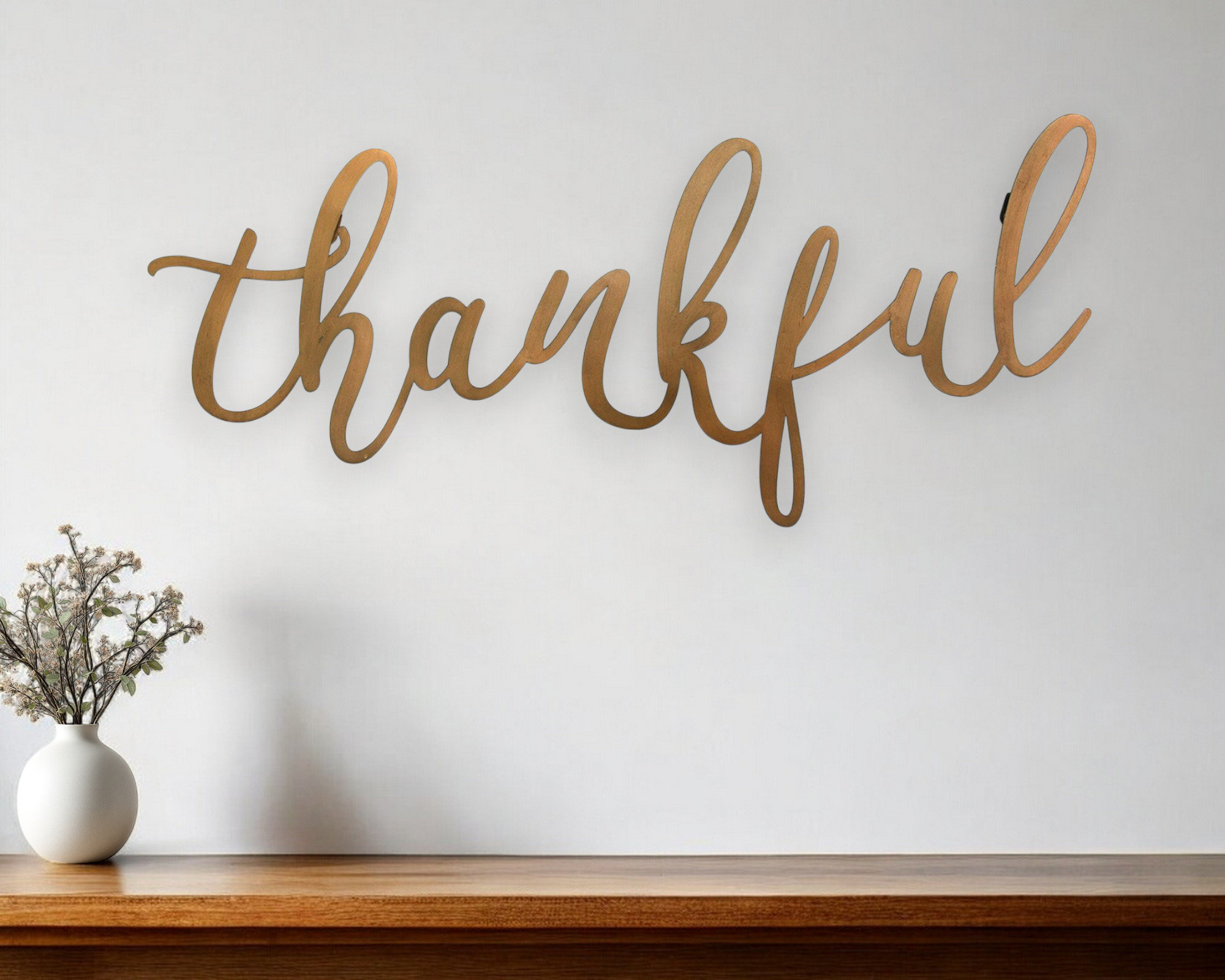 HomeRoots Bronze Thankful Metal Script Wall Decor | Wayfair