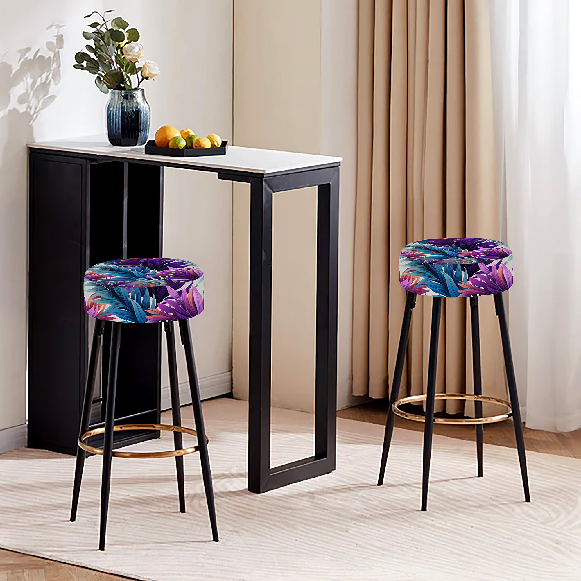 Design Art Palm Reverie Tropical Pattern - Tropical Bar Stools Set Of 2 ...