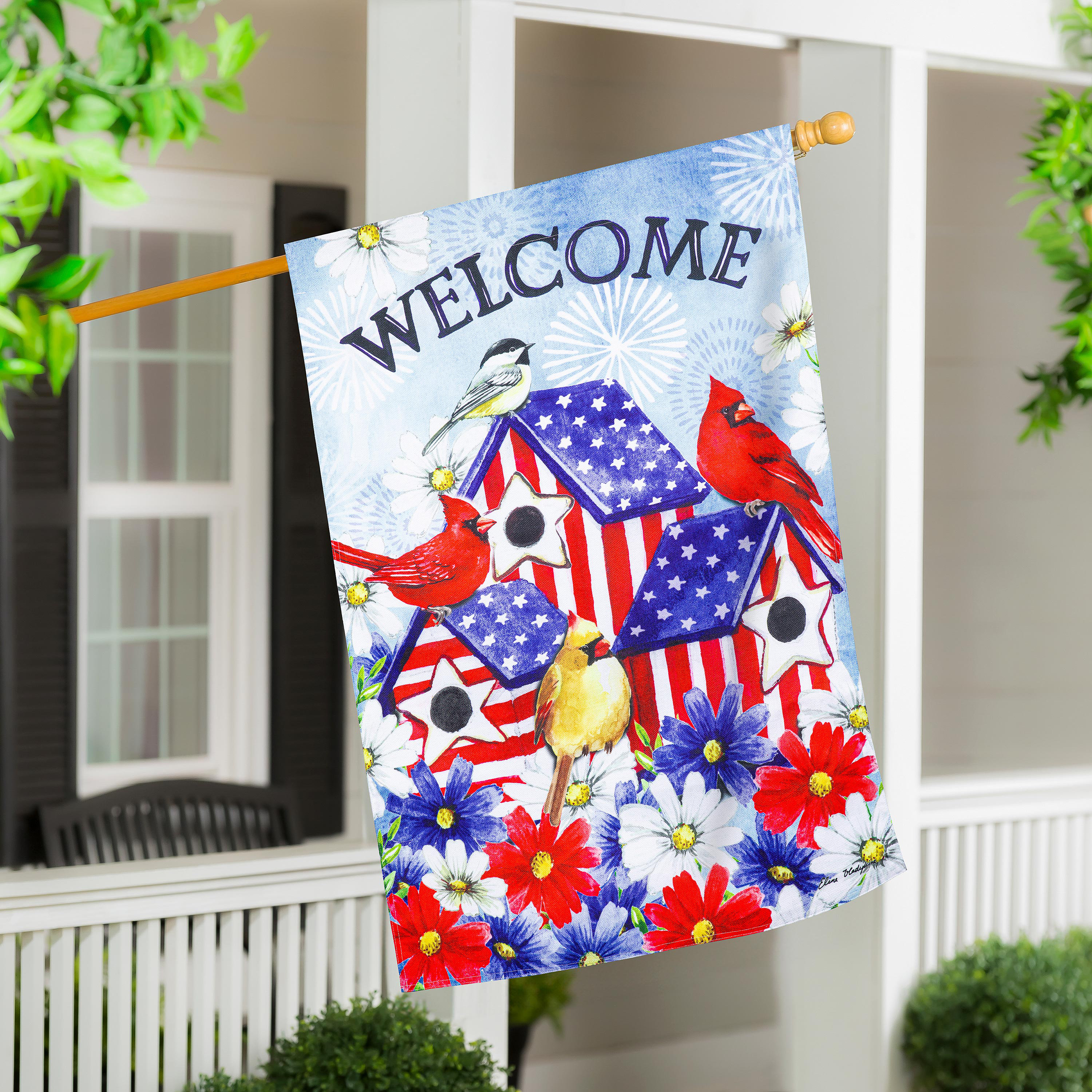 Lark Manor™ America The Beautiful Burlap House Flag | Wayfair