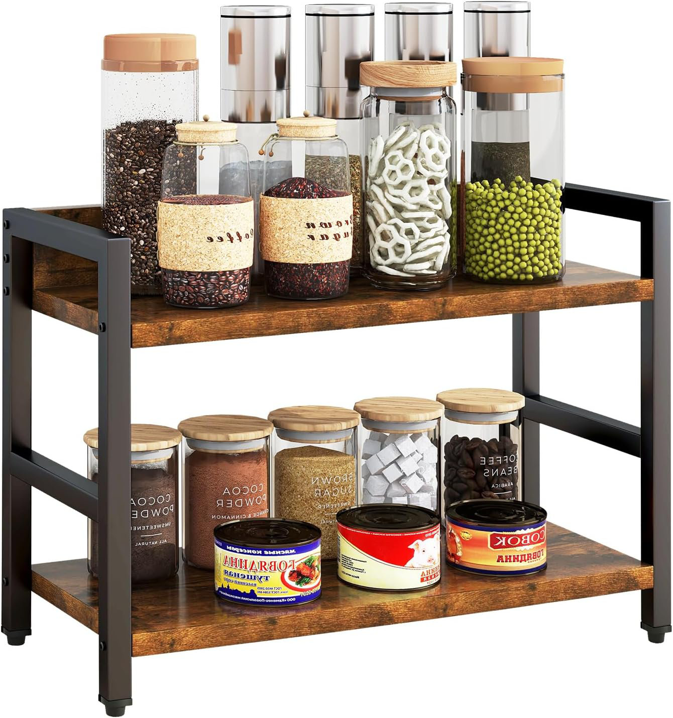 17 Stories 2-Tier Spice Rack Industrial Counter Shelf Desktop Storage ...