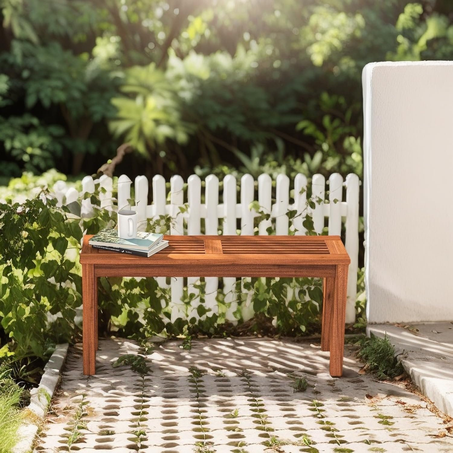 Winston Porter Wooden Outdoor Bench Set Of 1, 2-Person Patio Backless ...