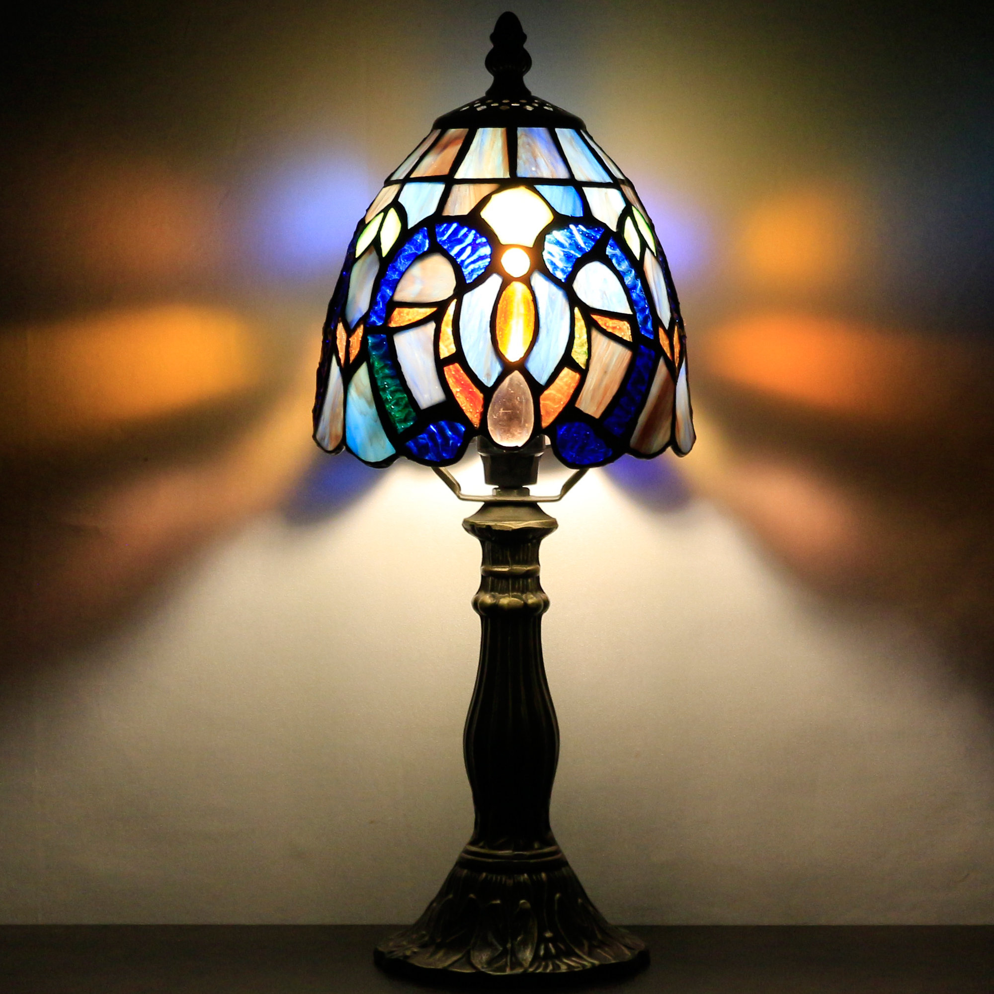 Astoria Grand Small Tiffany Lamp Mini Stained Glass Accent Table Lamp ...