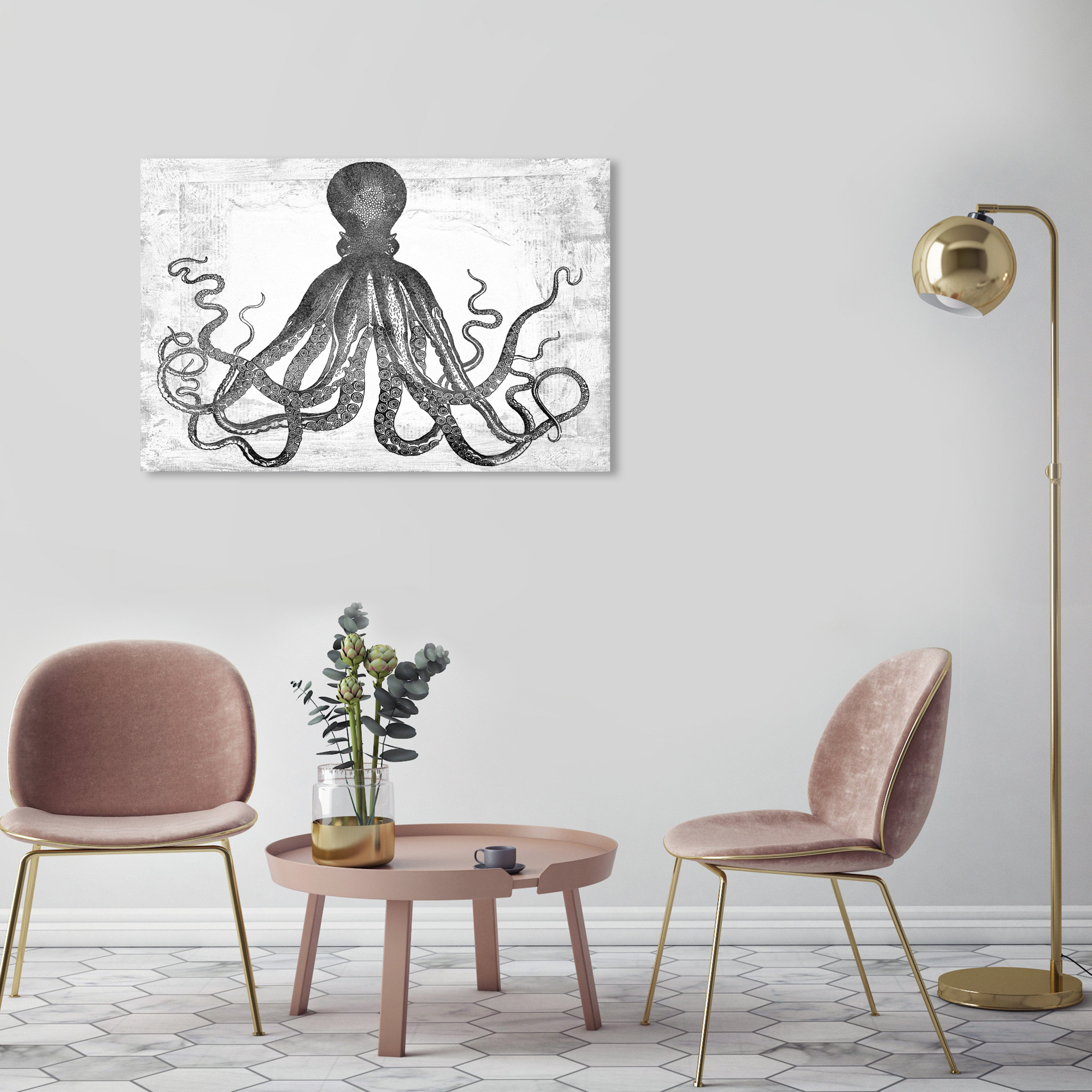 Longshore Tides Squid Marine Life - Graphic Art Print on Canvas | Wayfair