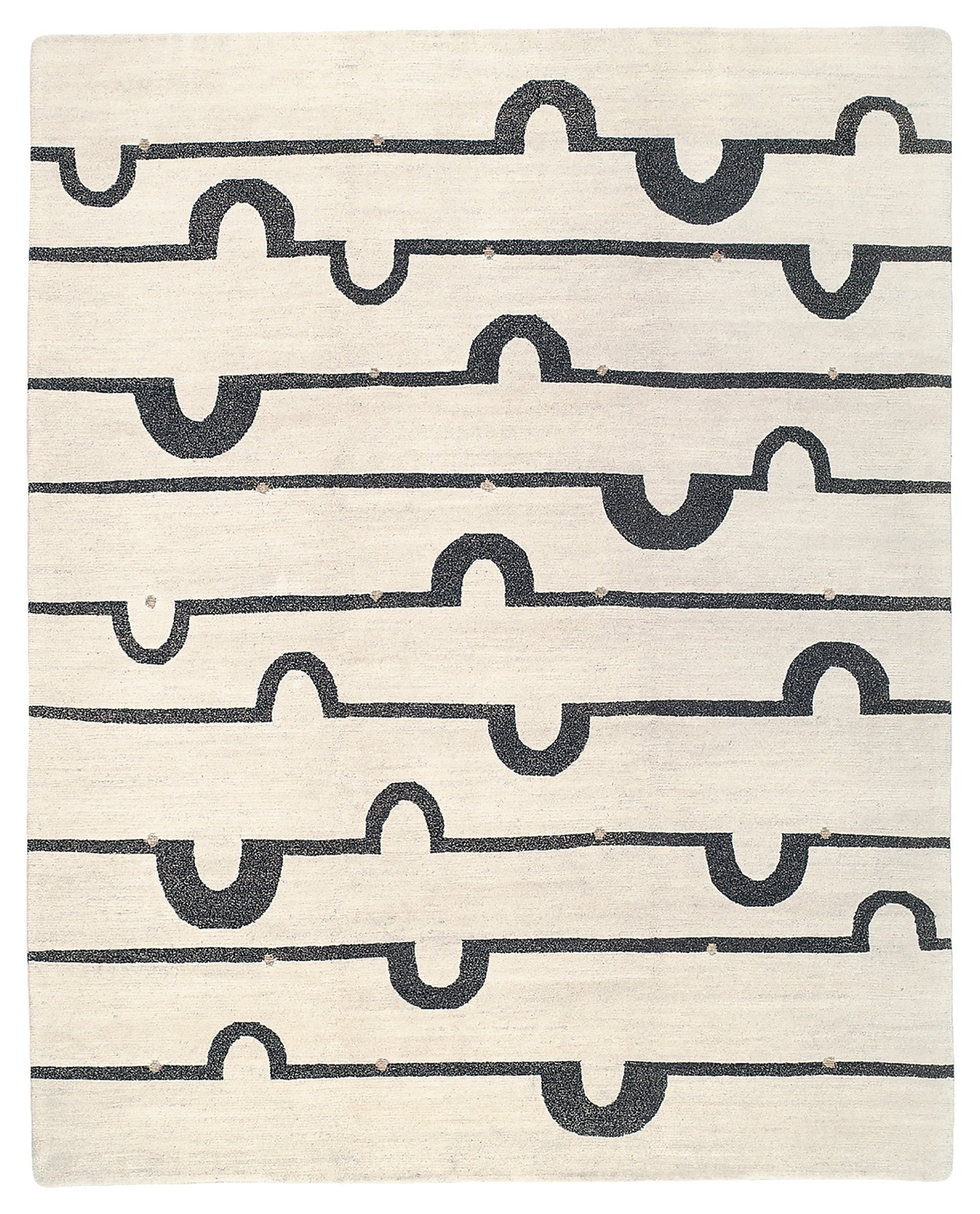 Tufenkian Chant Striped Hand Knotted White/Black Area Rug | Wayfair