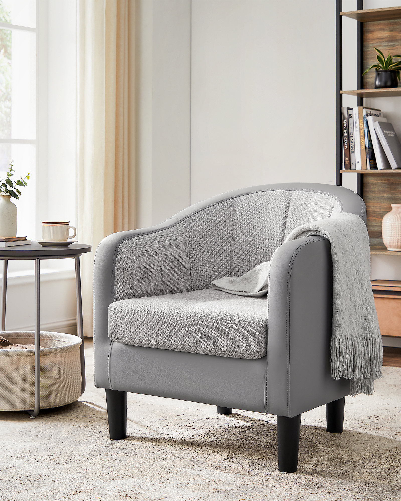 Steelside™ Alina 26.4" Wide Small Linen Blend Upholstered Barrel Chair ...