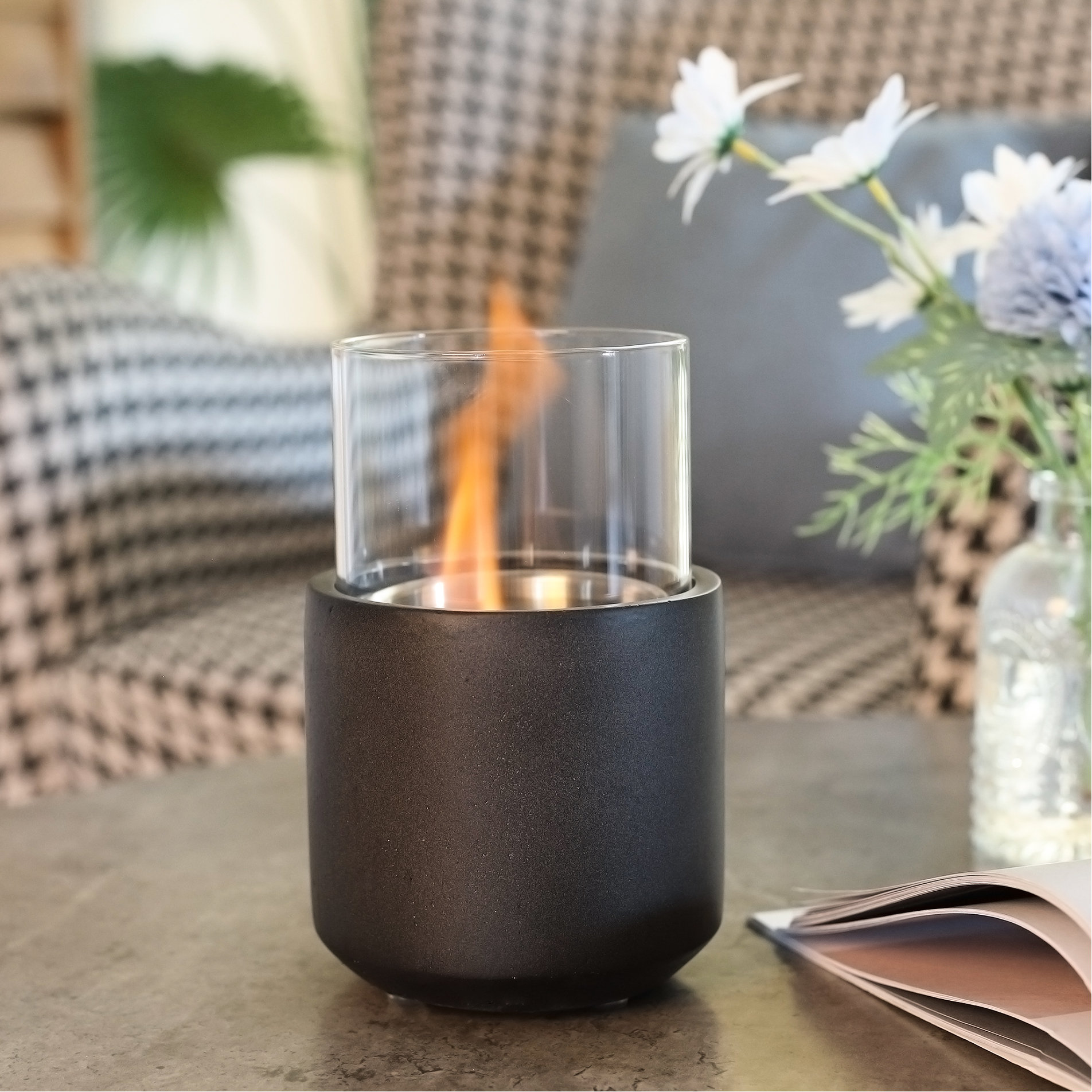 Symple Stuff Tabletop Fireplace - Mini Ethanol Fire Bowl. Lid Available ...