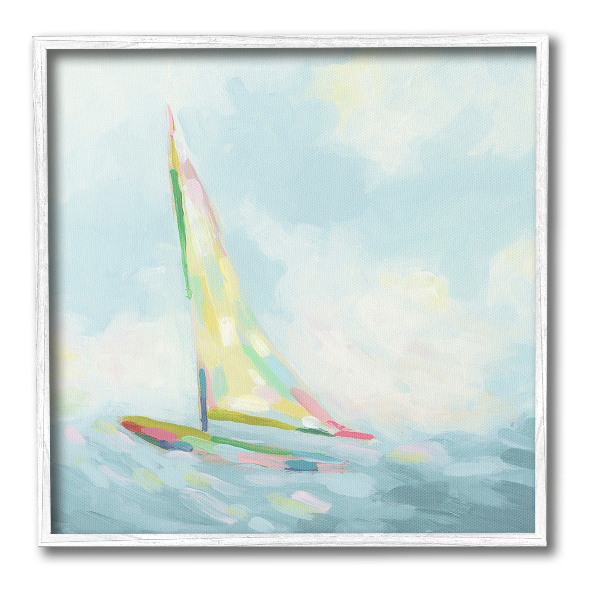 Stupell Industries Modern Hue Sailboat Framed Giclee Art by June Erica ...