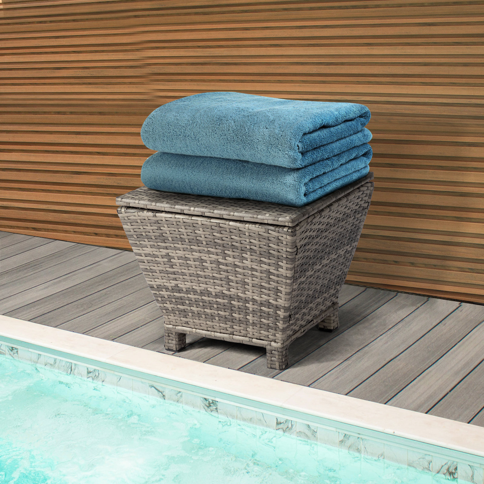 Highland Dunes Patio Black Square Side Table | Wayfair