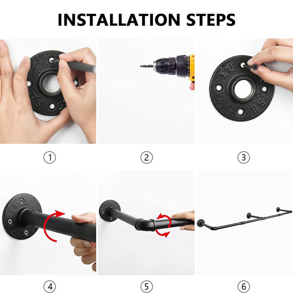 Williston Forge Indae 6 - Hook Wall Mounted Coat Rack in Black | Wayfair